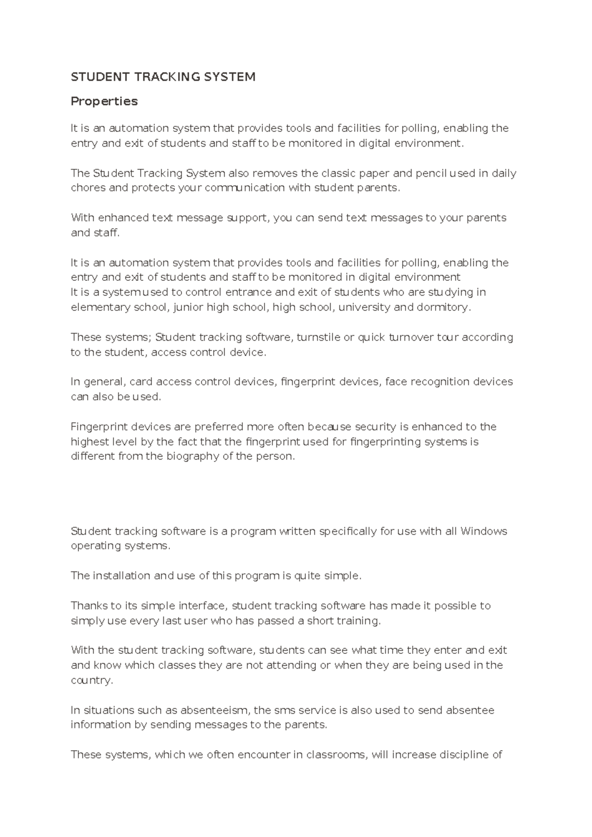 Project proposal 2023-2024 spring Student Tracking System - STUDENT ...