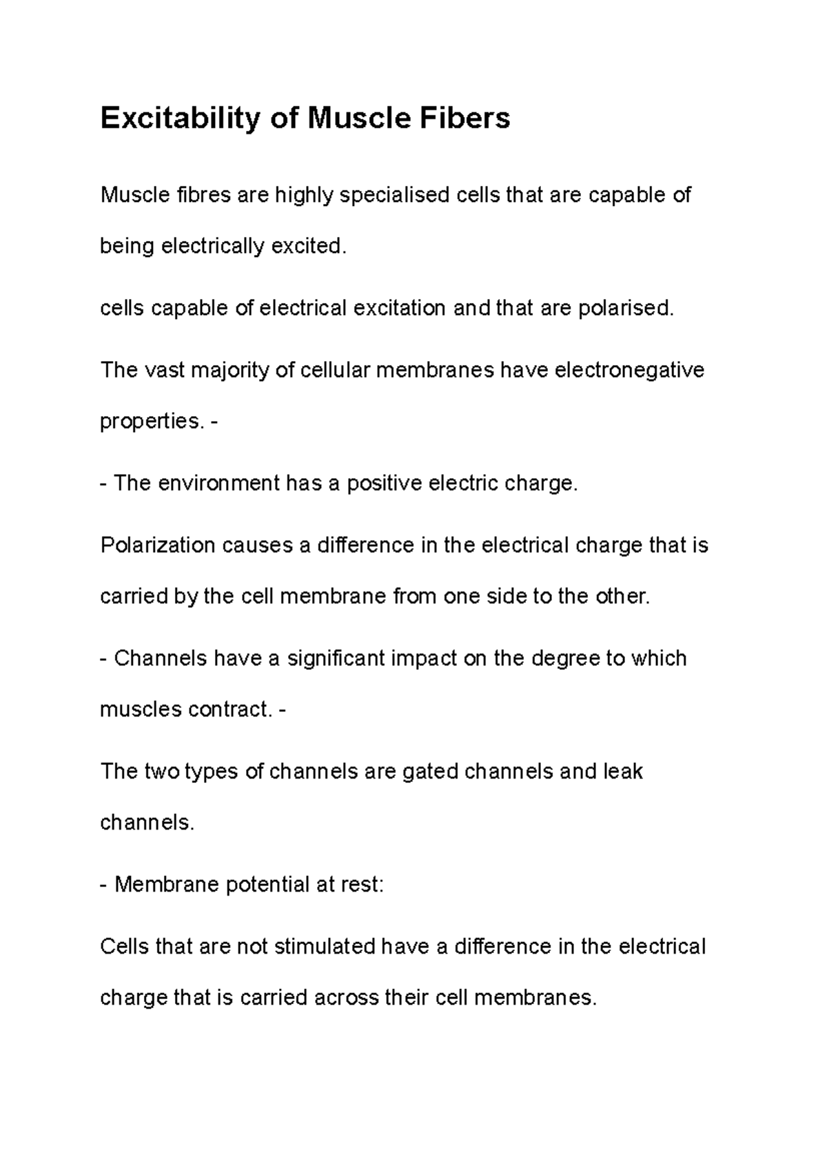 Excitability of Muscle Fibers - Excitability of Muscle Fibers Muscle ...