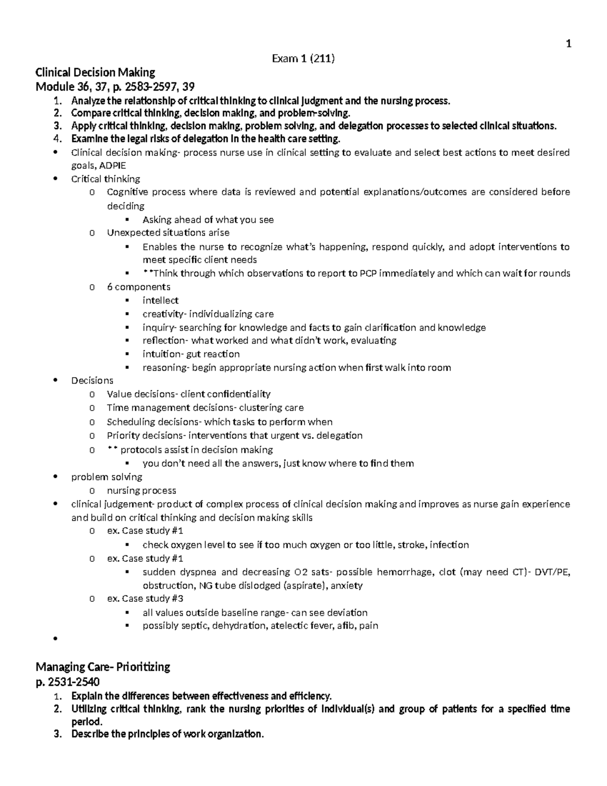 Clinical Decision Making and Collaboration Exam - Studocu