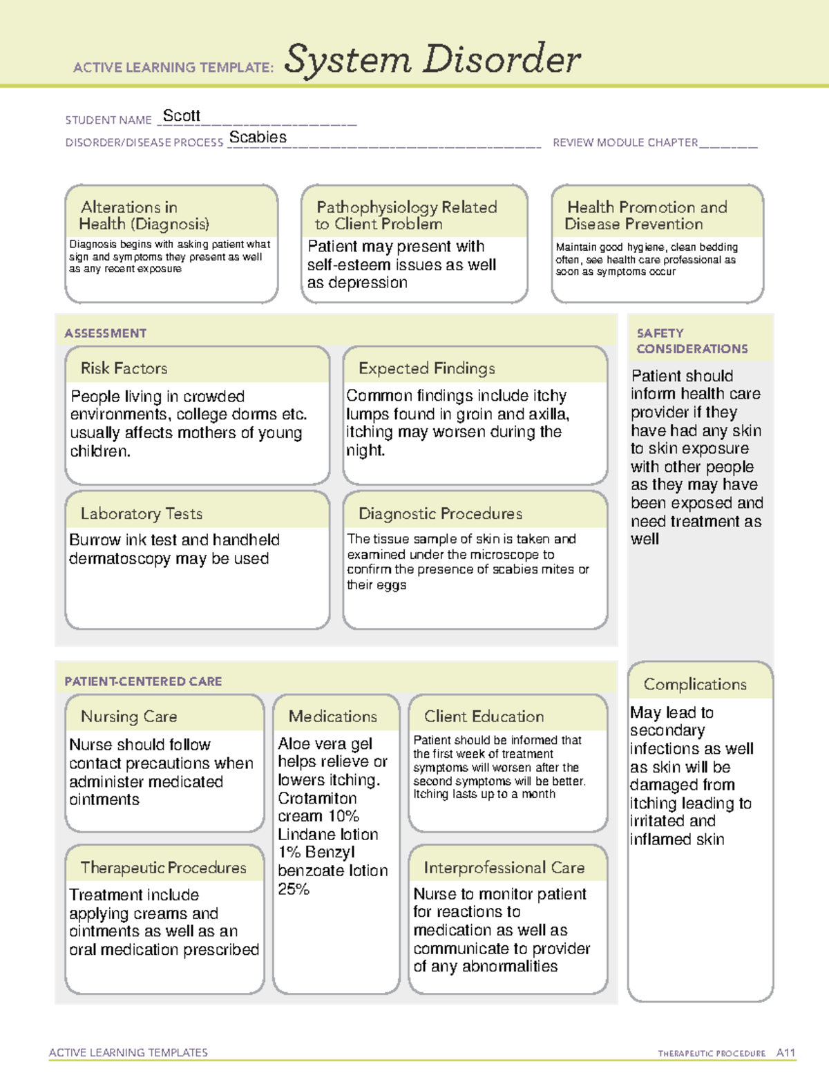 Scabies 1 - good luck! - ACTIVE LEARNING TEMPLATES TherapeuTic ...