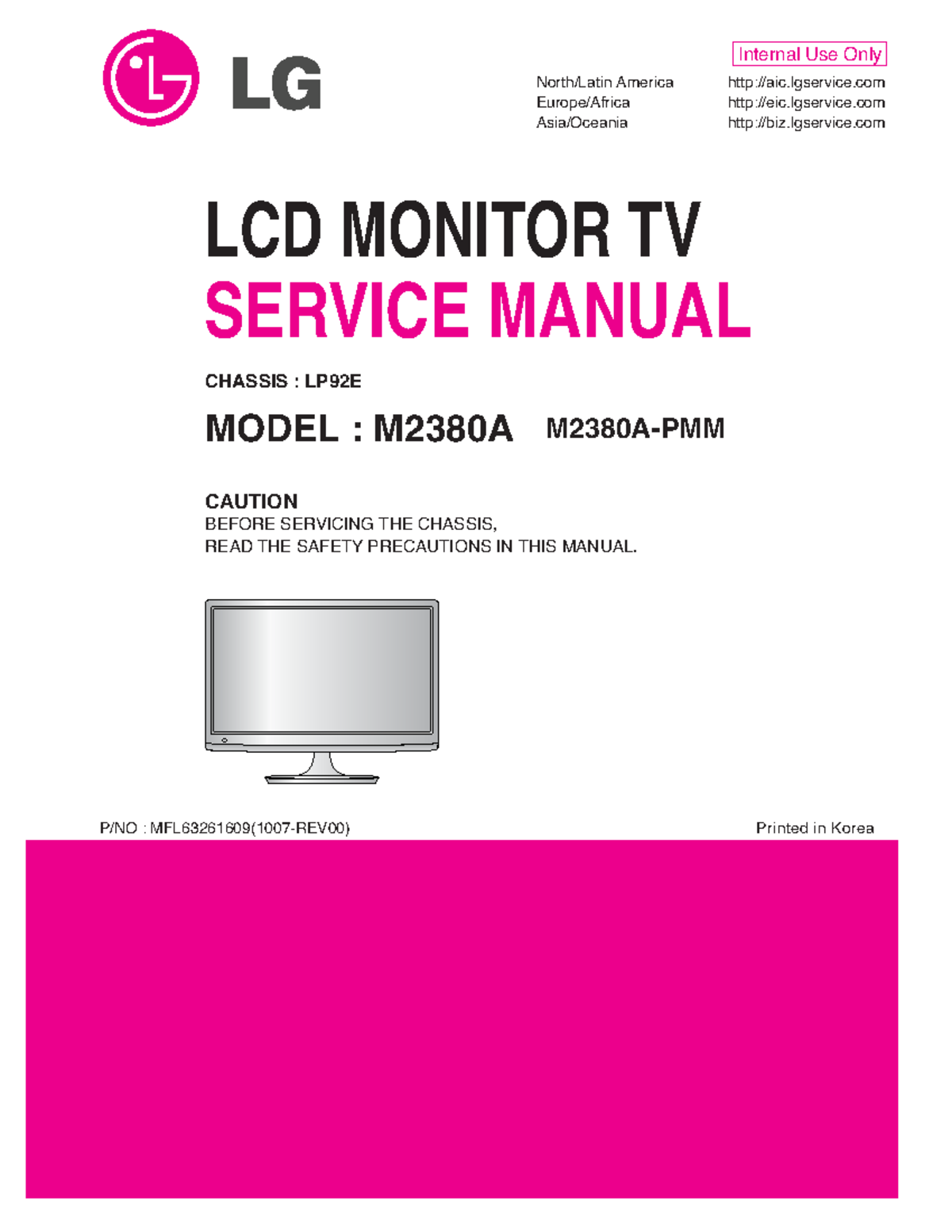 LG+M2380A+LP92E - Lg 2380 monitor tv - LCD MONITOR TV SERVICE MANUAL ...