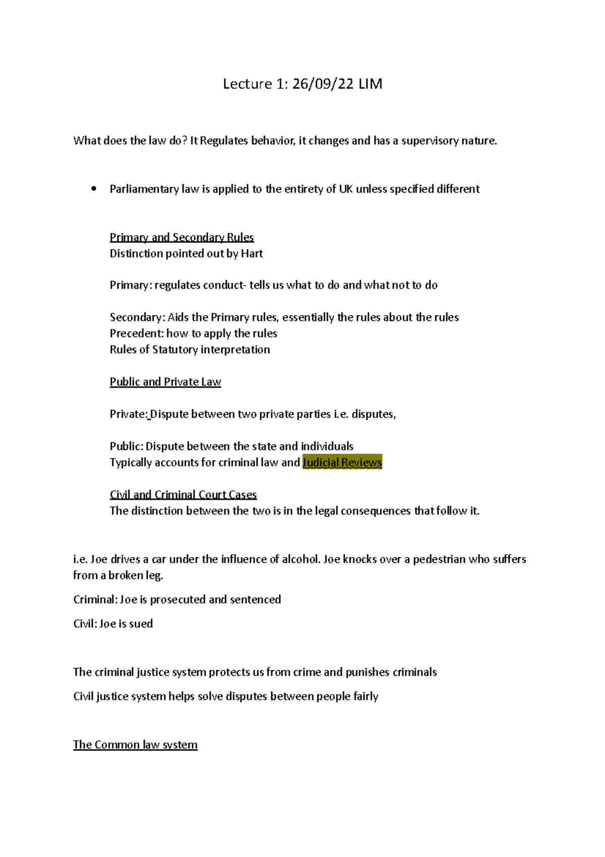 Introduction to LIM - Lecture 1: 26/09/22 LIM What does the law do? It ...