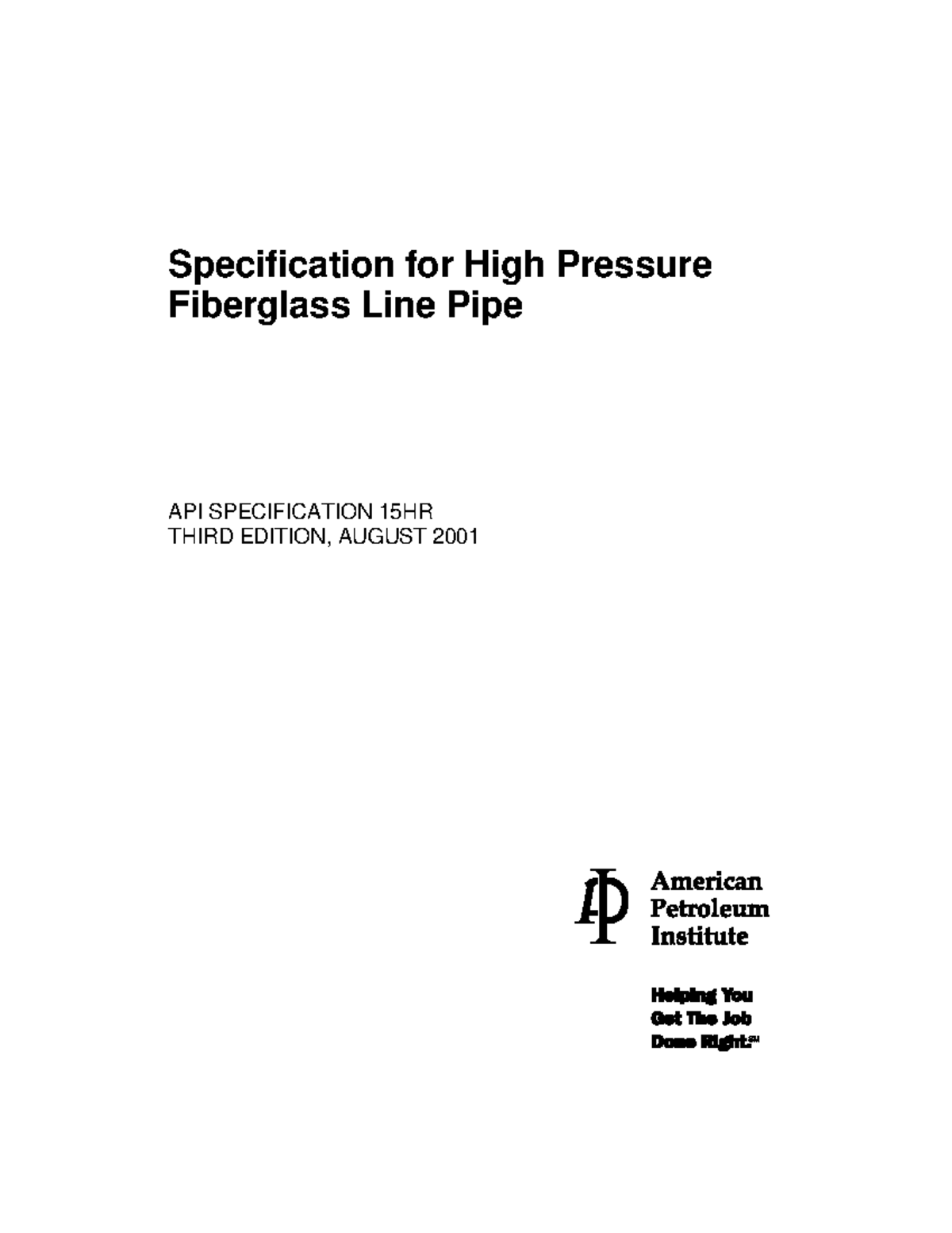 API 15HR High Pressure ERFV - Specification for High Pressure ...