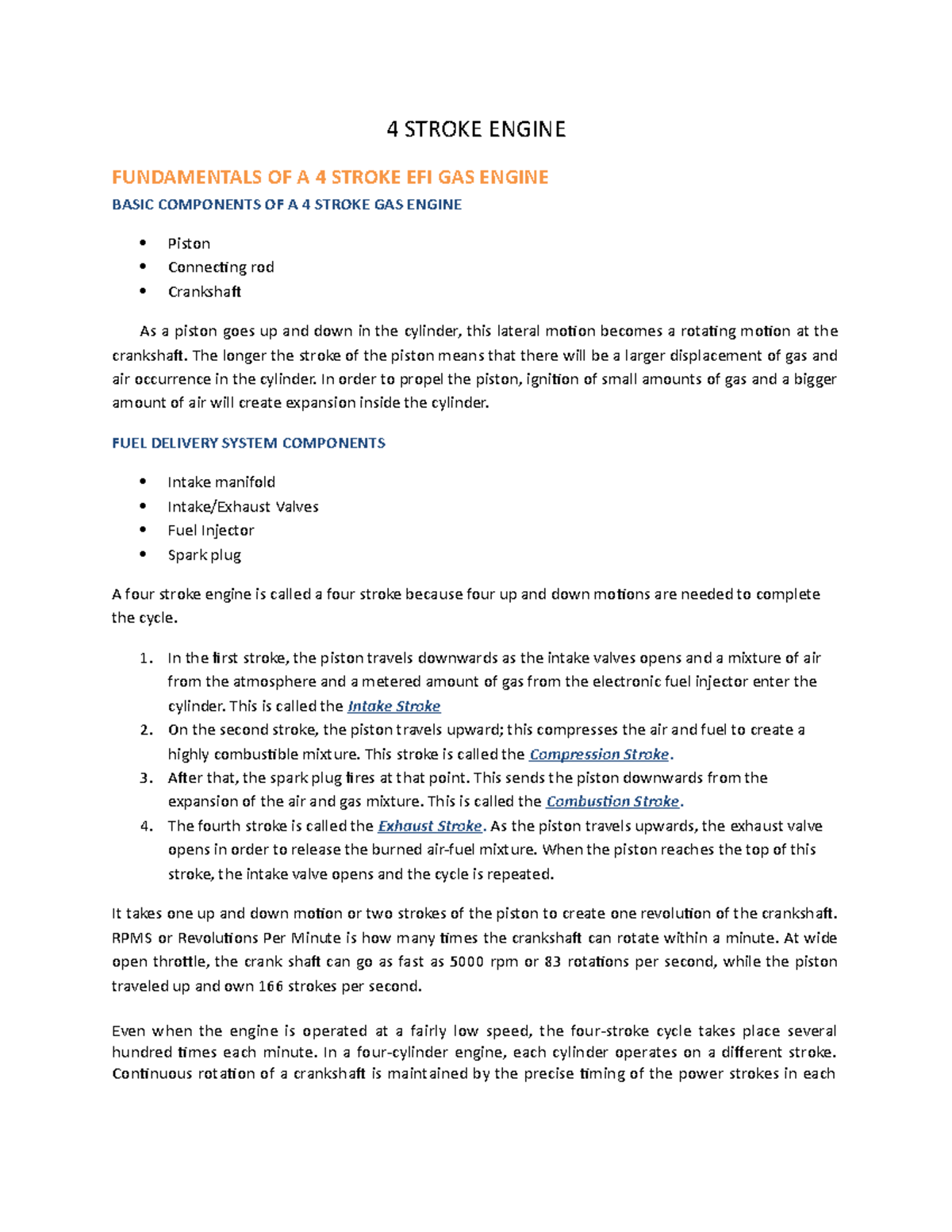 4- Stroke- Engine Notes - Aircraft Maintenance Technology - Studocu