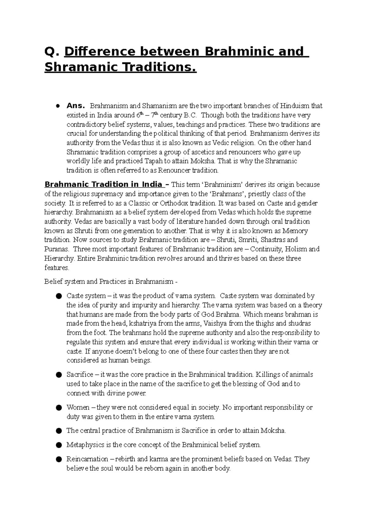 Brahmanic and Shramanic tradition - Political science - Delhi ...