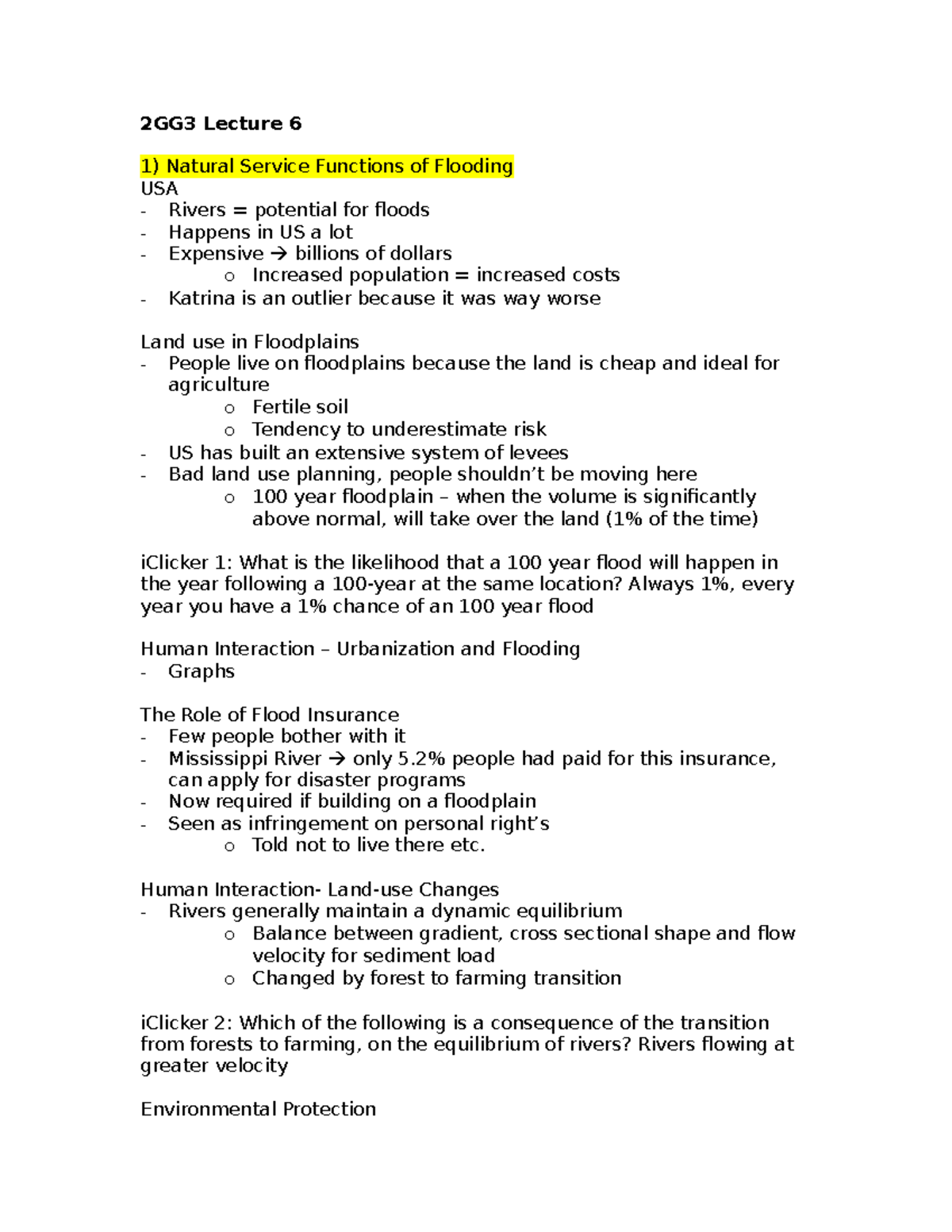 Rivers and Flooding - Lecture notes 3 - 2GG3 Lecture 6 1) Natural ...