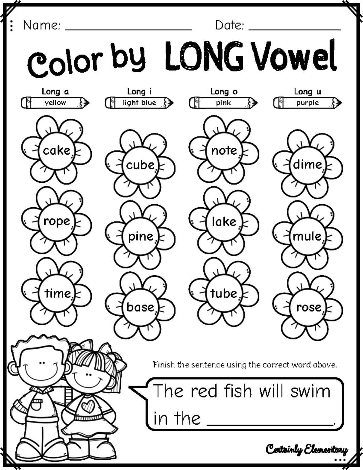 Freespring Colorby Code Worksheets Long Vowel Soundswith Magice Silente ...