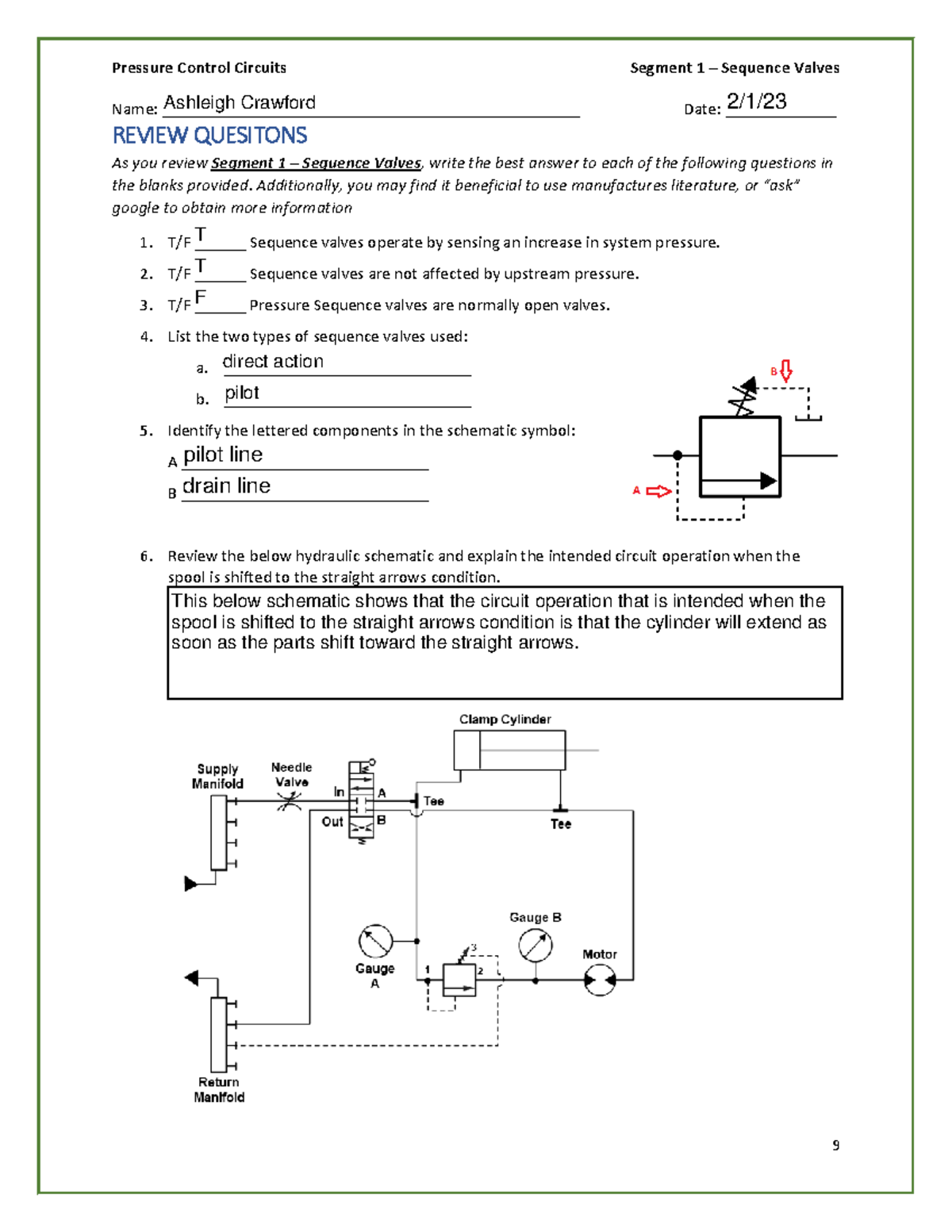 A06 Worksheet - Answers - Segment 1 – Sequence Valves Date ...