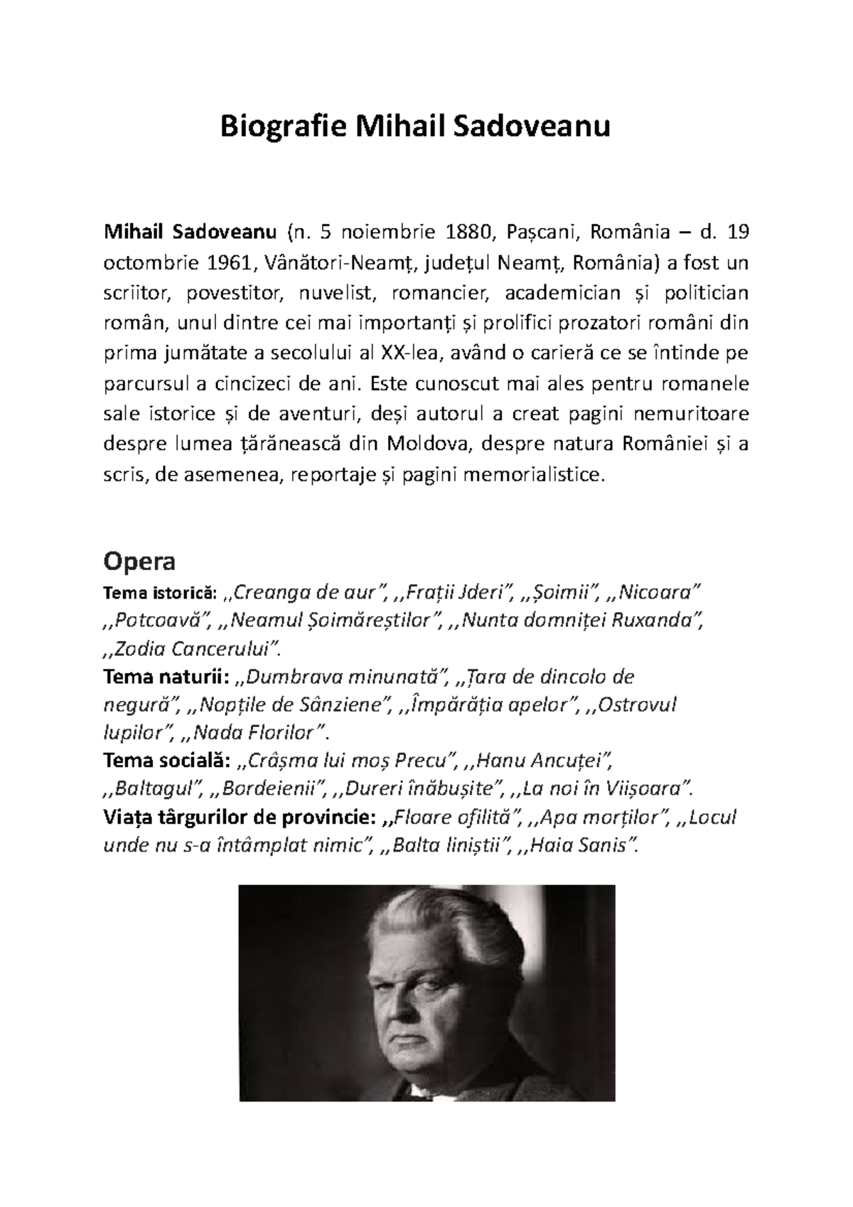 Biografie Mihail Sadoveanu - Biografie Mihail Sadoveanu Mihail ...
