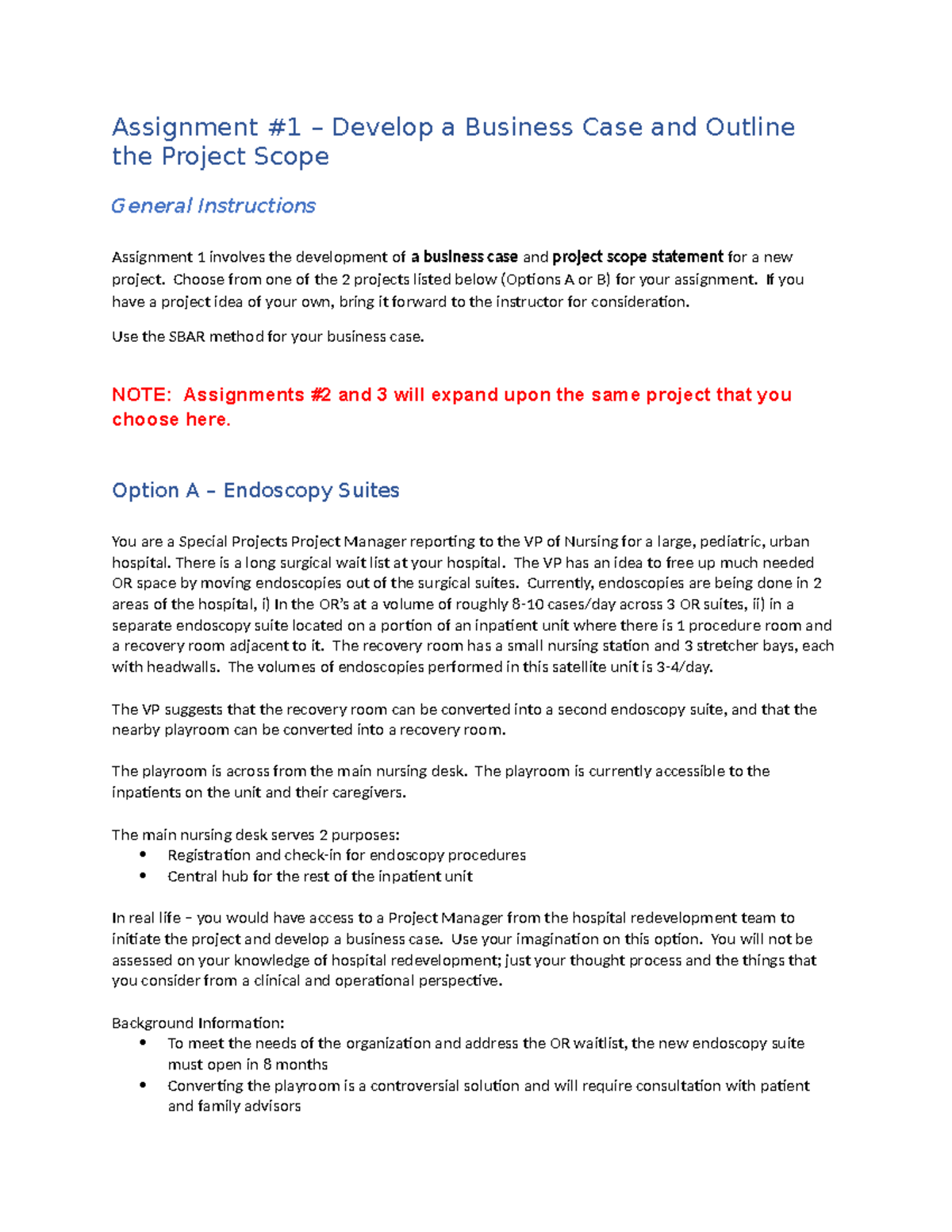 Assignment 1Business Case - Assignment #1 – Develop a Business Case and ...