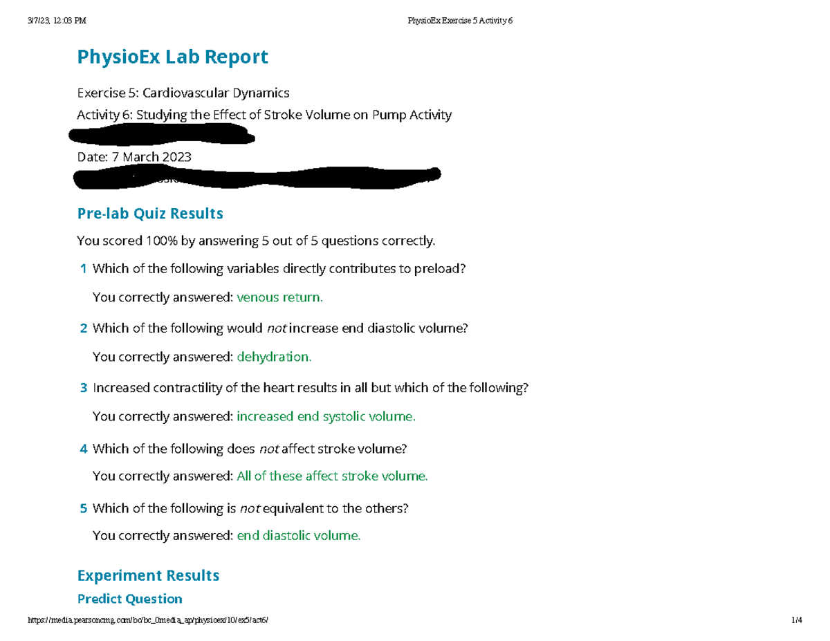 Physio Ex Exercise 5 Activity 6 - PhysioEx Lab Report Exercise 5 ...