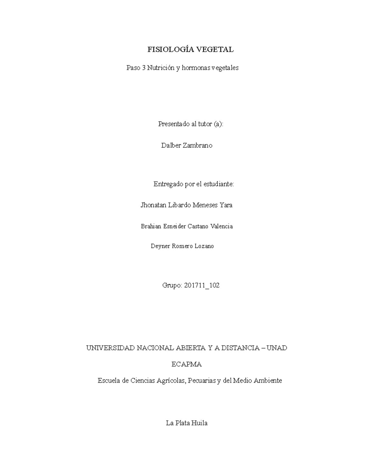 Fisiologia Vegetal PASO 3 - FISIOLOGÍA VEGETAL Paso 3 Nutrición y ...