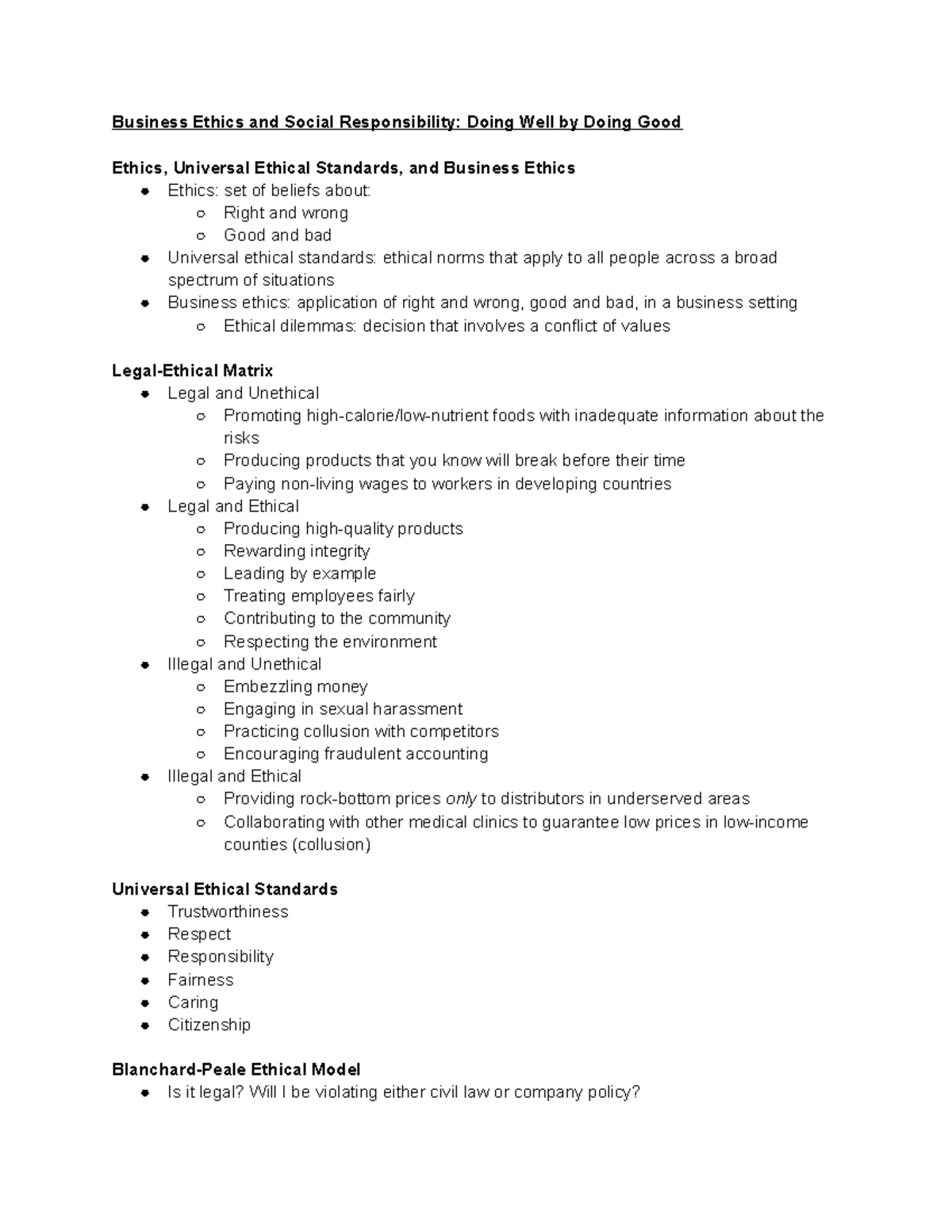 Chapter 4 - Tyler Custis - Business Ethics and Social Responsibility ...