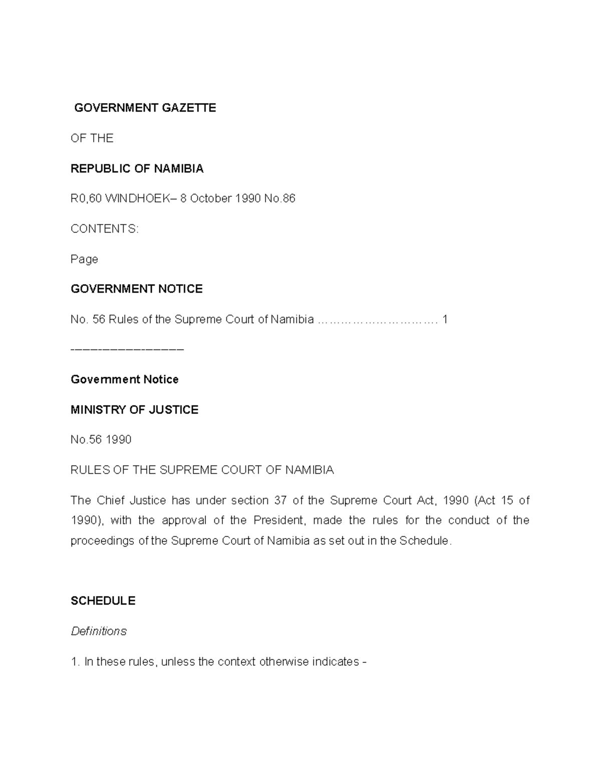 Supreme Court Rules - summary - GOVERNMENT GAZETTE OF THE REPUBLIC OF ...