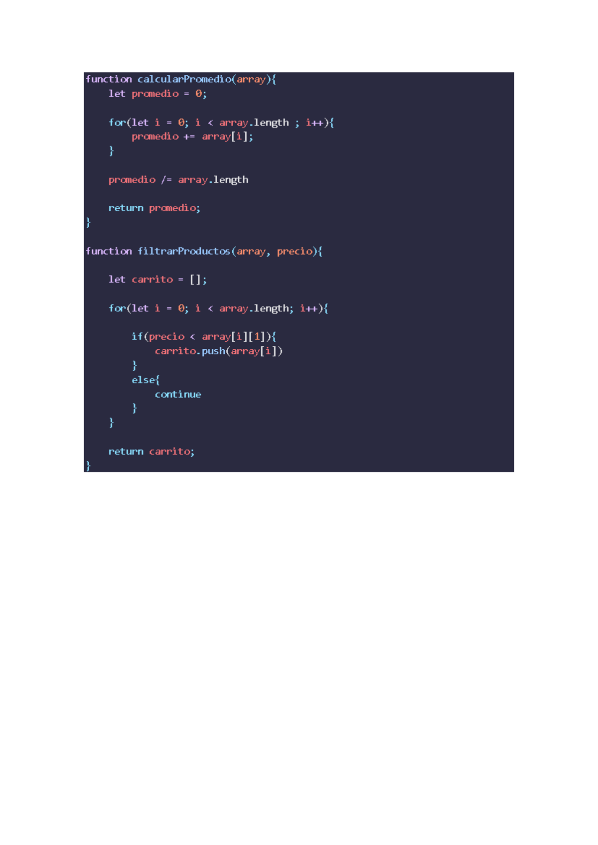 Practica 3 PW - algo - Programación Web - function calcularPromedio(array){ let promedio = 0 ...