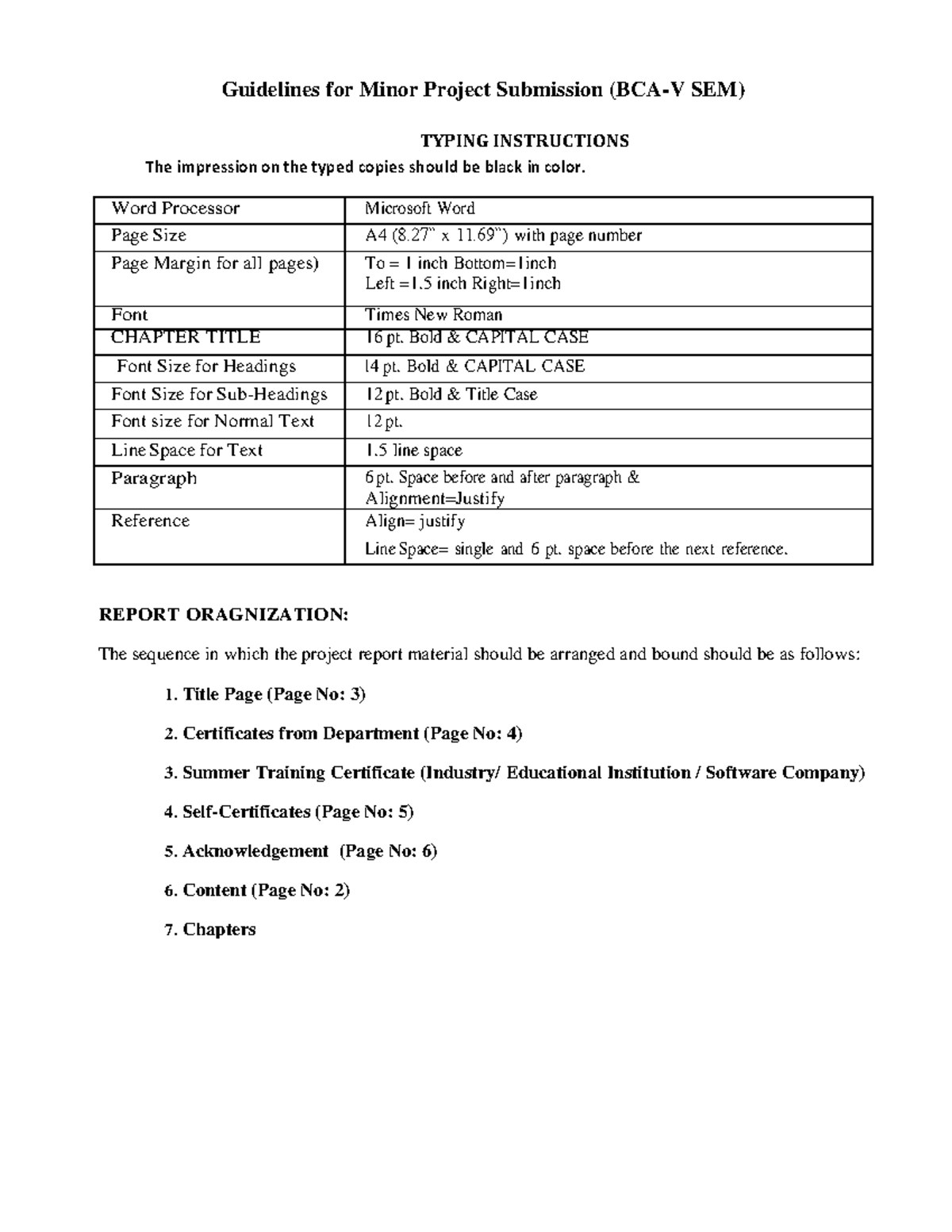 Minor Project Project-2022-23 - Guidelines for Minor Project Submission (BCA-V SEM) TYPING - Studocu