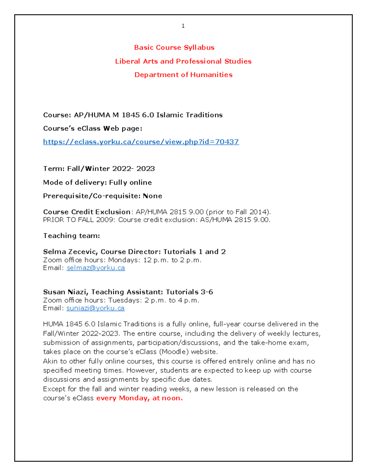 HUMA1845 2022 2023 Basic Syllabus - Basic Course Syllabus Liberal Arts ...