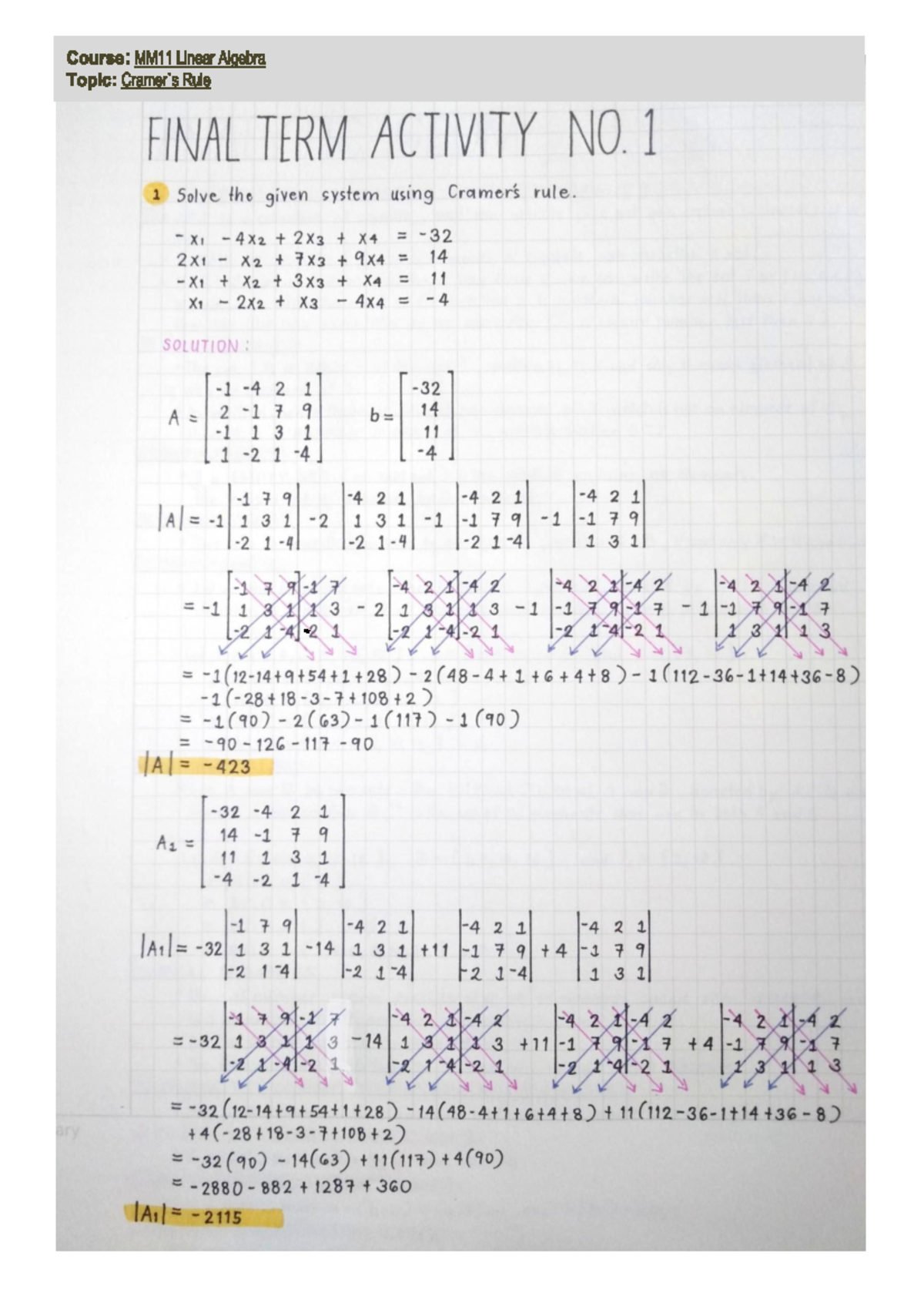Cramer`s Rule - Solve the given systems using Cramer`s rule - Linear ...