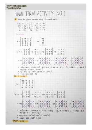 MATH 120 Linear Algebra-Problem Set - Math 120 Linear Algebra Provide ...