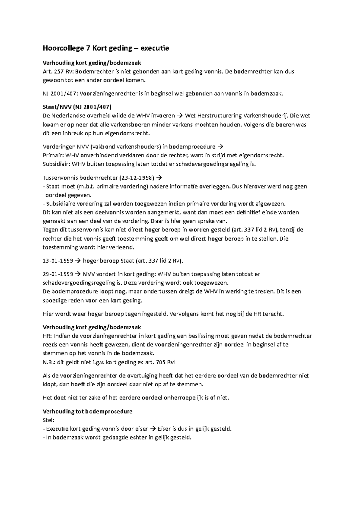 Hoorcollege 7 Kort geding - executie - Hoorcollege 7 Kort geding ...