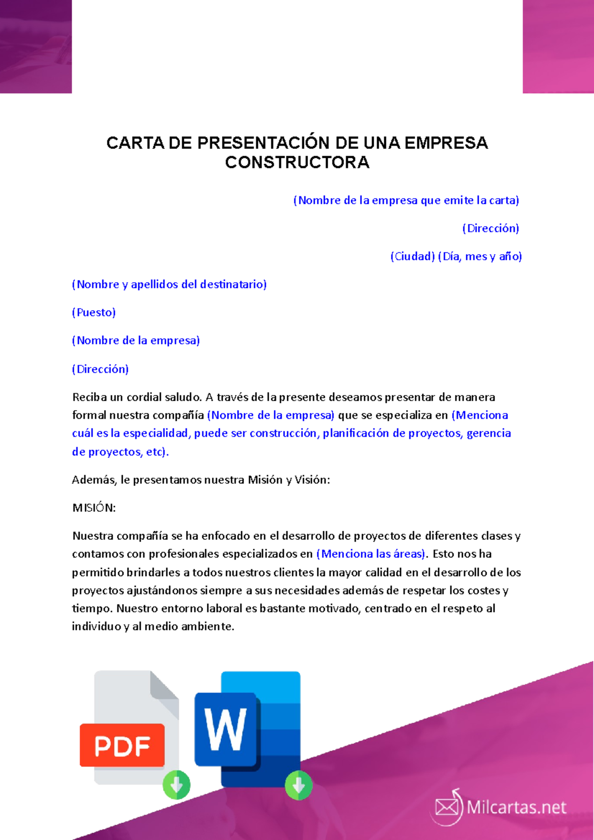 Carta de presentacion de una empresa constructora - CARTA DE ...
