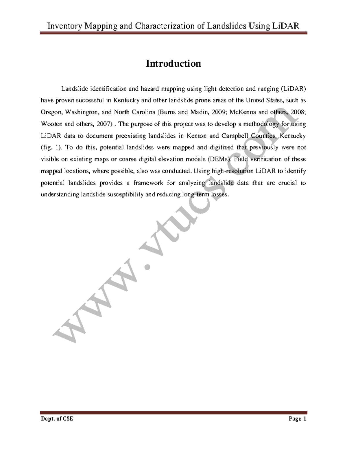 Inventory Mapping and Characterization of Landslides Using Li DAR - Introduction Landslide - Studocu