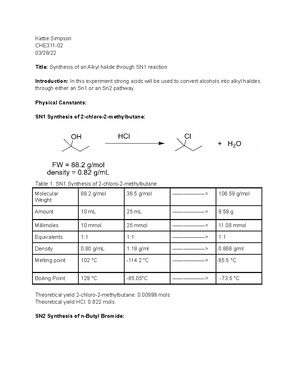 Chem Pre-lab 5 - This is for the organic chemistry I lab. - Pre-lab ...