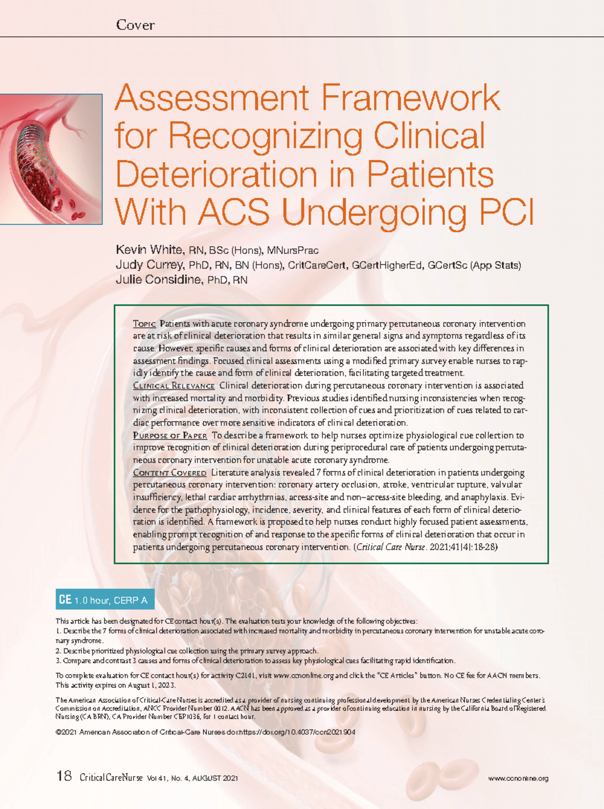 ACS - ACS - Cover Kevin White, RN, BSc (Hons), MNursPrac Judy Currey ...