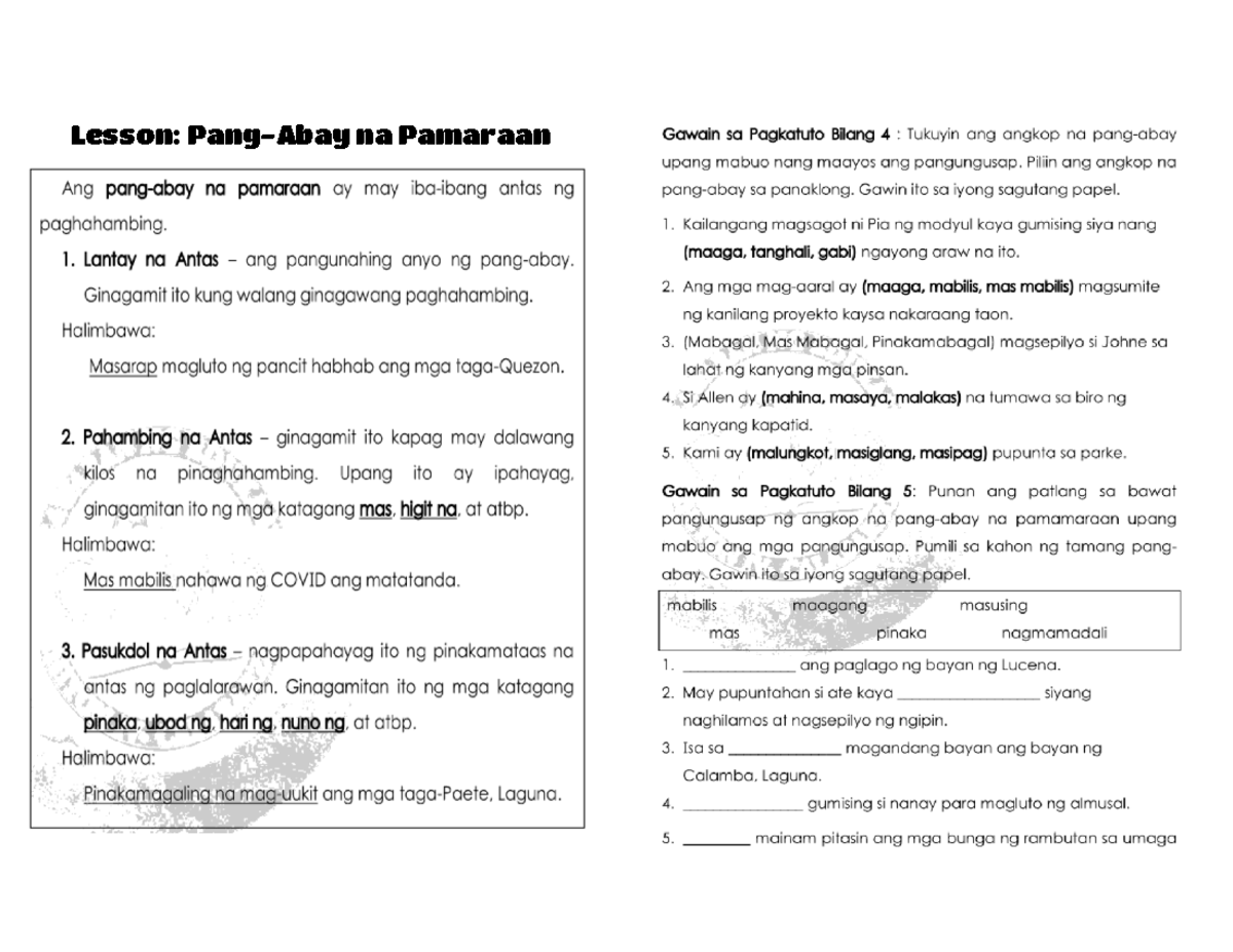 KC - Google Docs - MAED - English - Lesson: Pang-Abay na Pamaraan ...