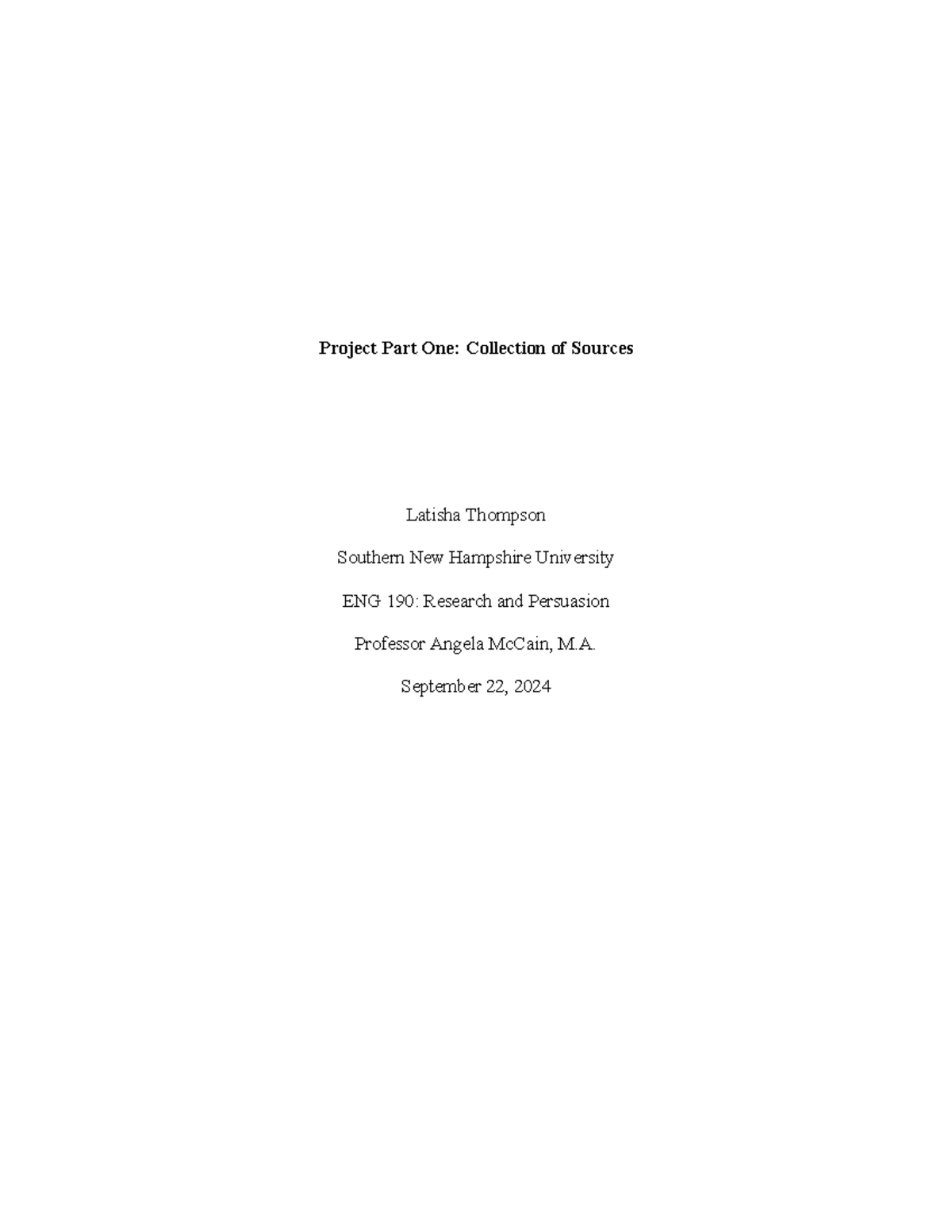 ENG 190 Module Three Collection of Sources Assignment 092224 - Project ...