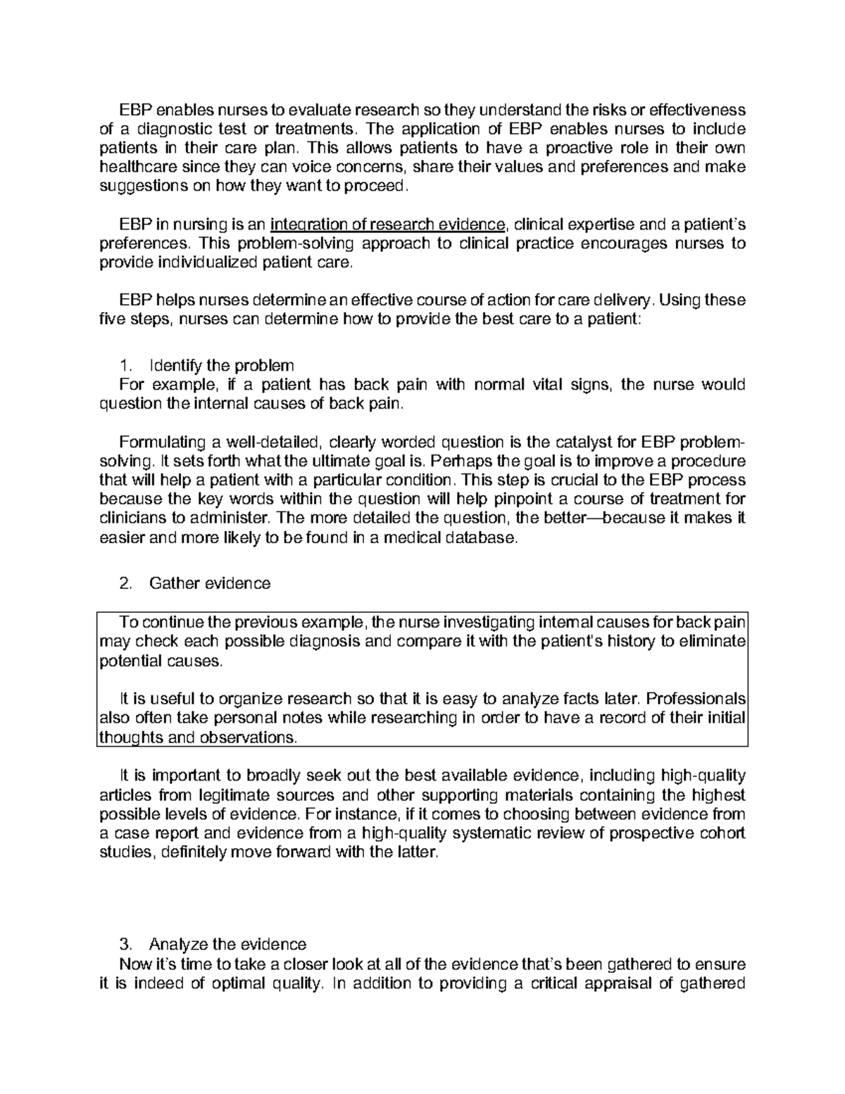 Bioethics-report - i hope it helps! - EBP enables nurses to evaluate ...