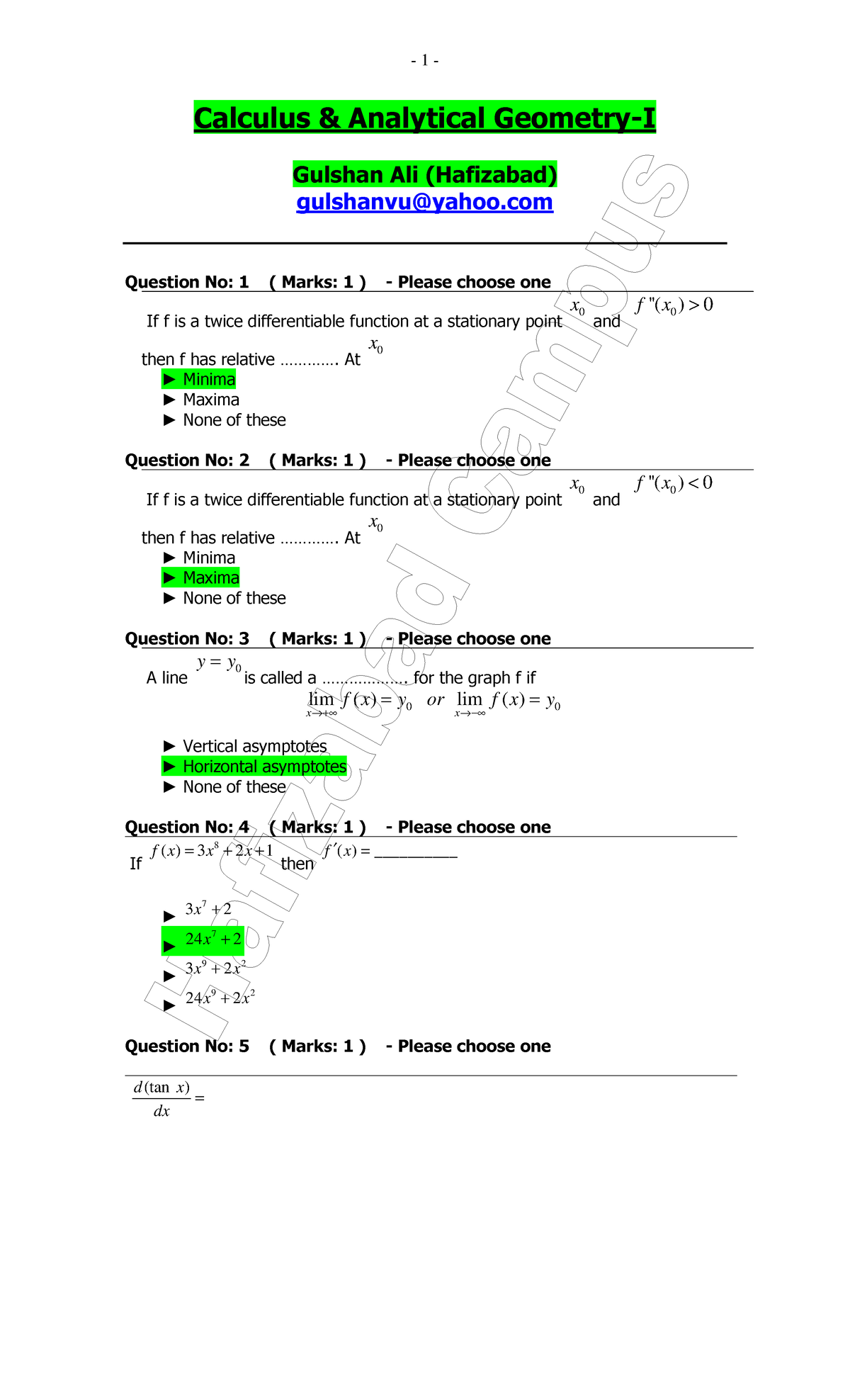 MTH101 Mid Term Past Paper BY Asfand YARR (20) - - Studocu