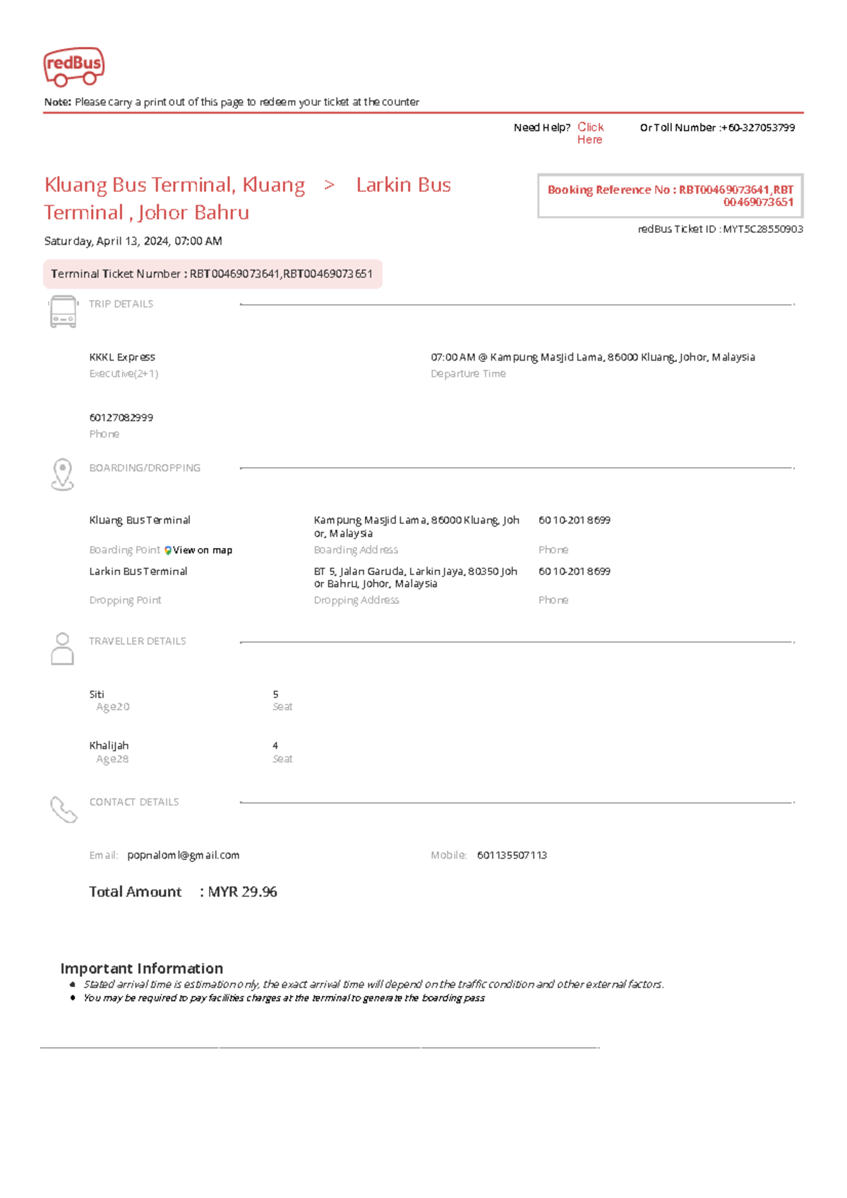 Ticket - Note: Please carry a print out of this page to redeem your ...