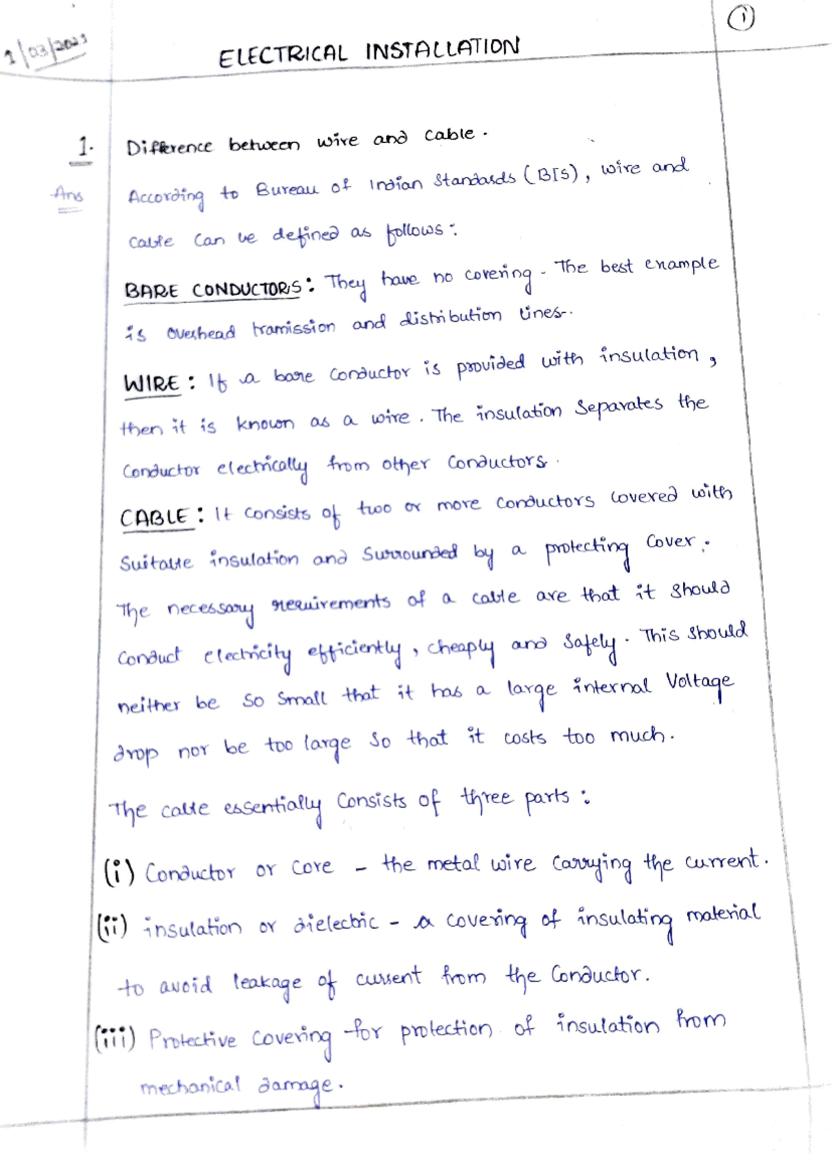 Bee unit 5 electrical installation - Cse (ai & ml) - Studocu