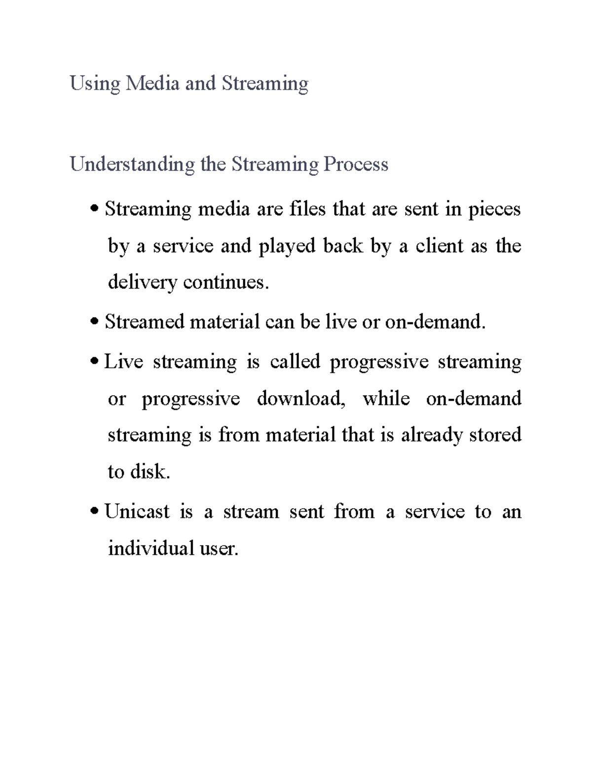 Using Media and Streaming - Using Media and Streaming Understanding the ...