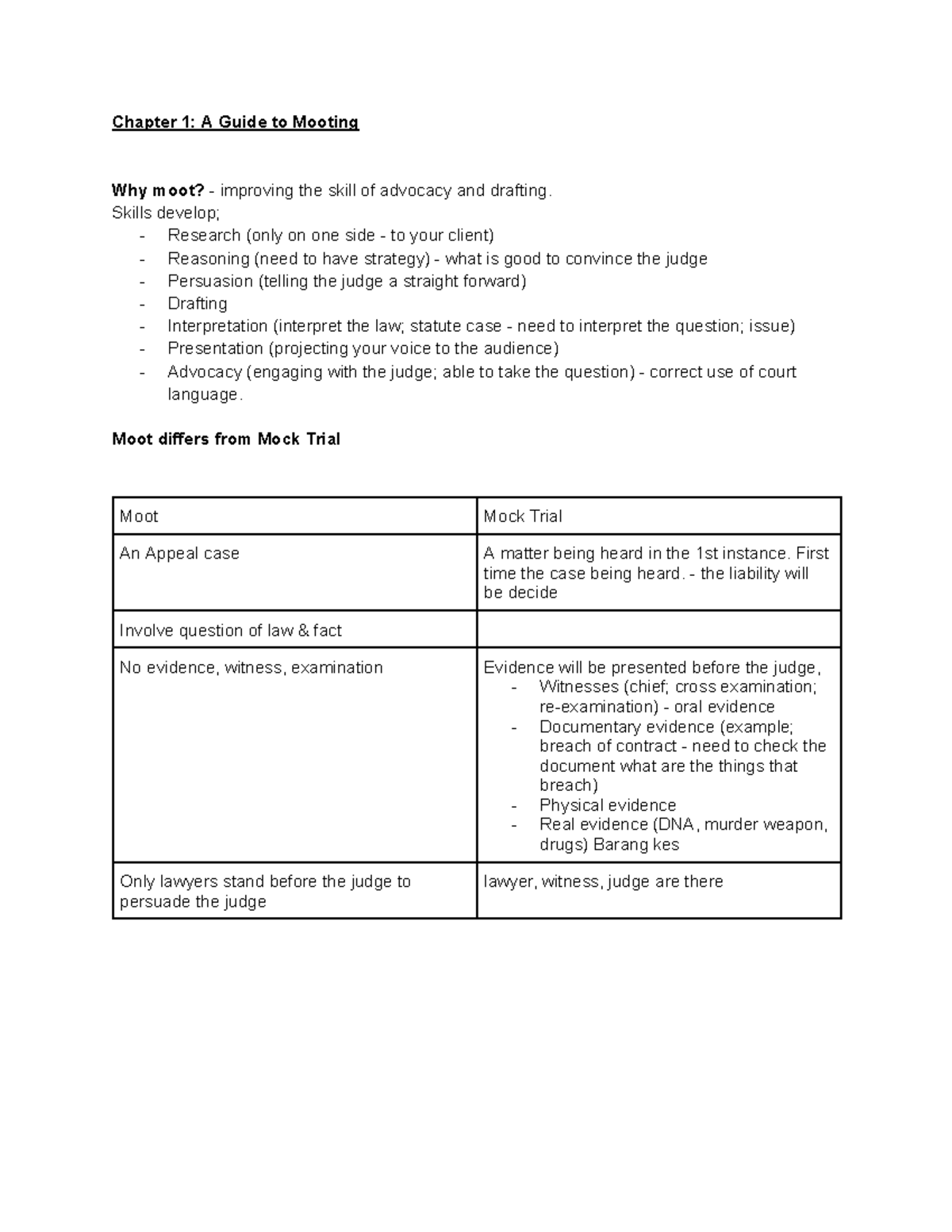 Summarize Notes - Chapter 1: A Guide to Mooting Why moot? - improving ...
