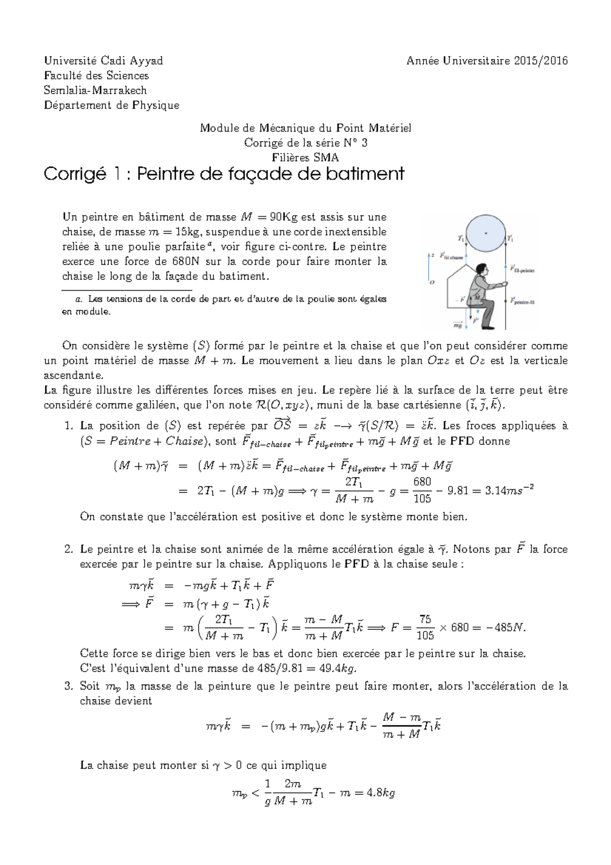 Td3 sol 2015 - Solution td3 - Universit ́e Cadi Ayyad Ann ́ee Universitaire 2015/ Facult ́e des ...