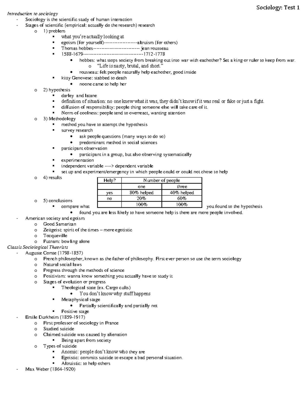 Introduction To Sociology - Sociology: Test 1 Introduction to sociology ...