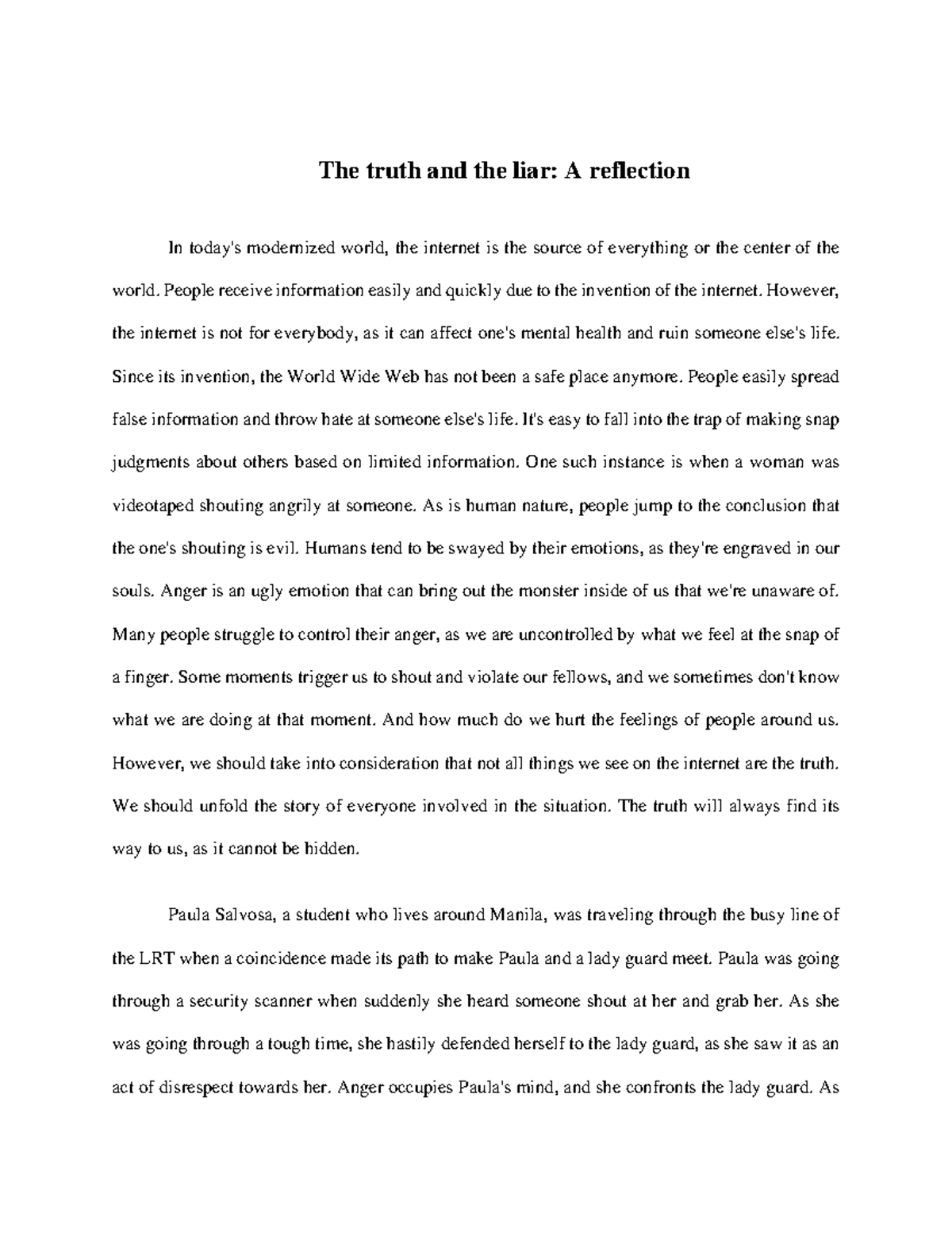 Amalayer - The truth and the liar: A reflection In today's modernized ...