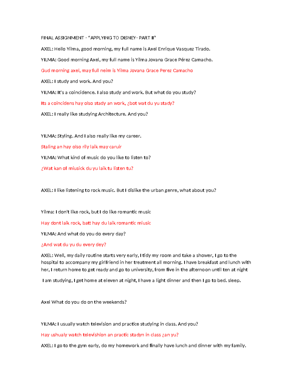 Final Assignment - week 18 - FINAL ASSIGNMENT - “APPLYING TO DISNEY ...