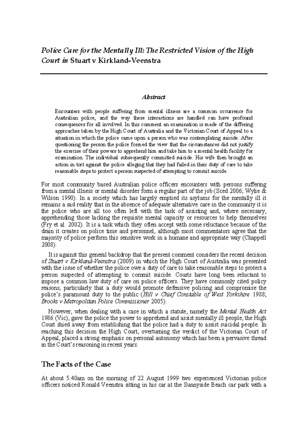 Case Note Example Austlli - Police Care for the Mentally Ill: The ...