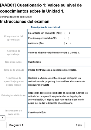 Examen [ACDB 2-20%][SUP 1] Actividad suplementaria Evalúe su ...