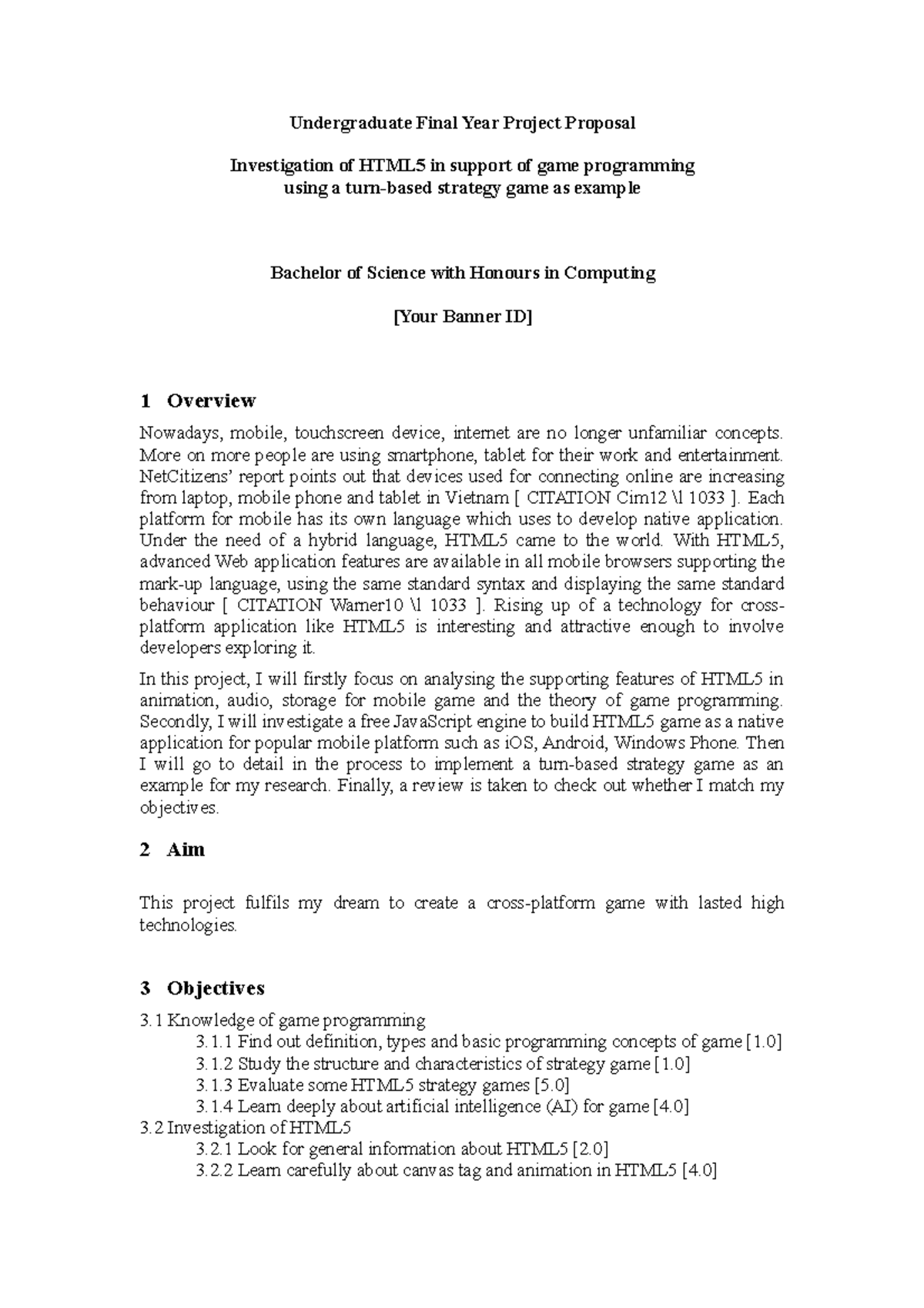 Proposal Sample - COMP1640 (1640) - Undergraduate Final Year Project ...