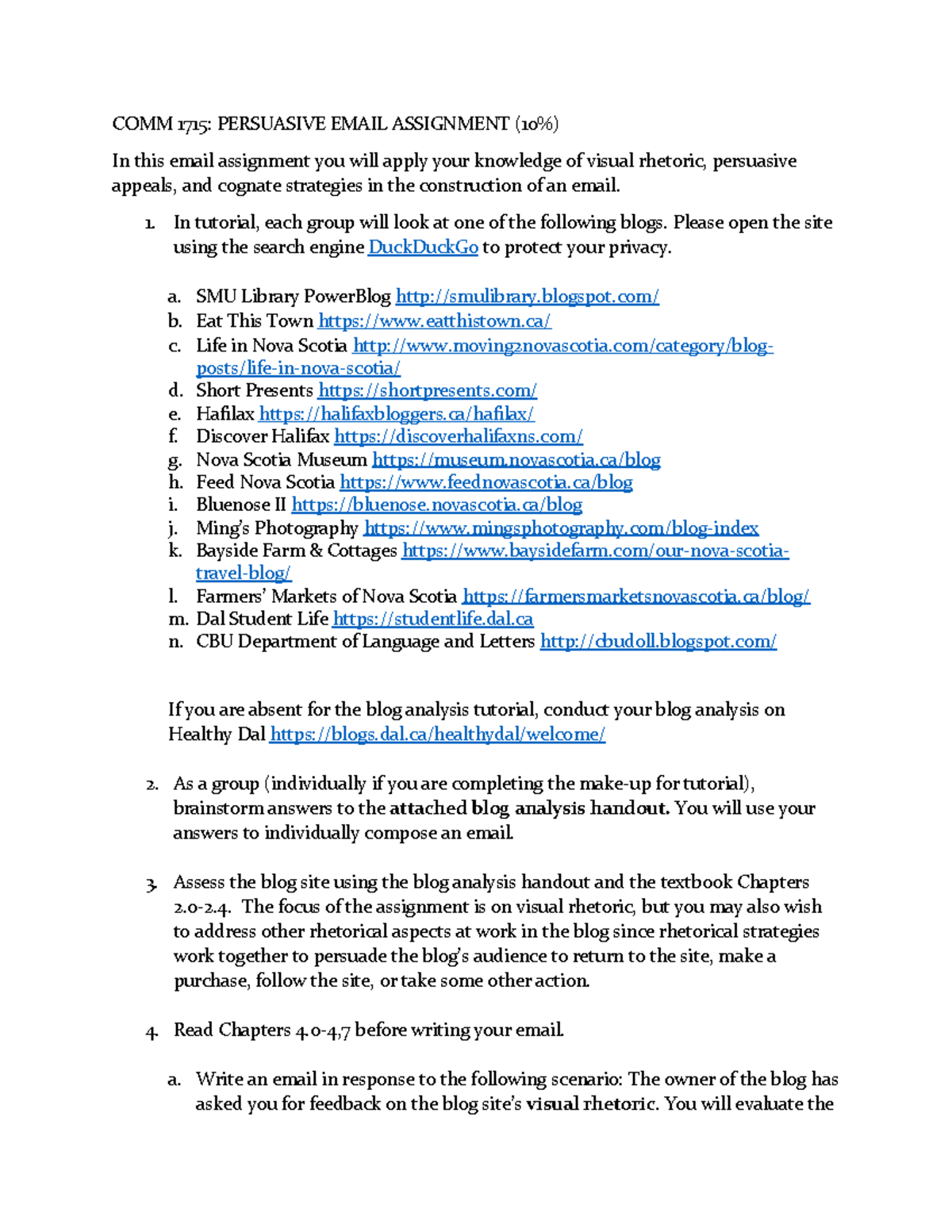 W23 Persuasive email assignment guidelines and rubric - COMM 1715 ...