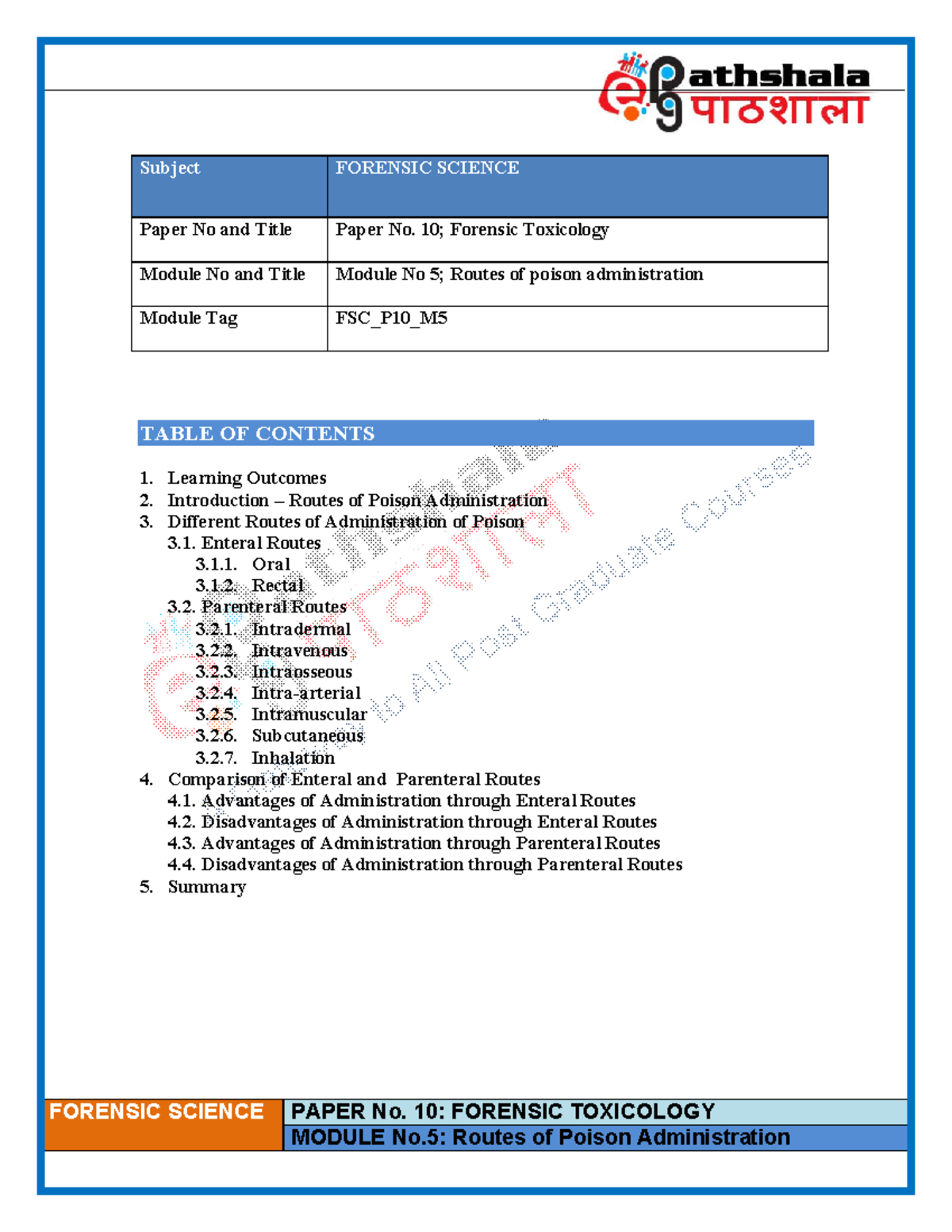 Route of administration - FORENSIC SCIENCE PAPER No. 10: FORENSIC ...