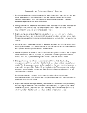 Sustainability and Environment- Chapter 1 Notes - atmosphere and ...