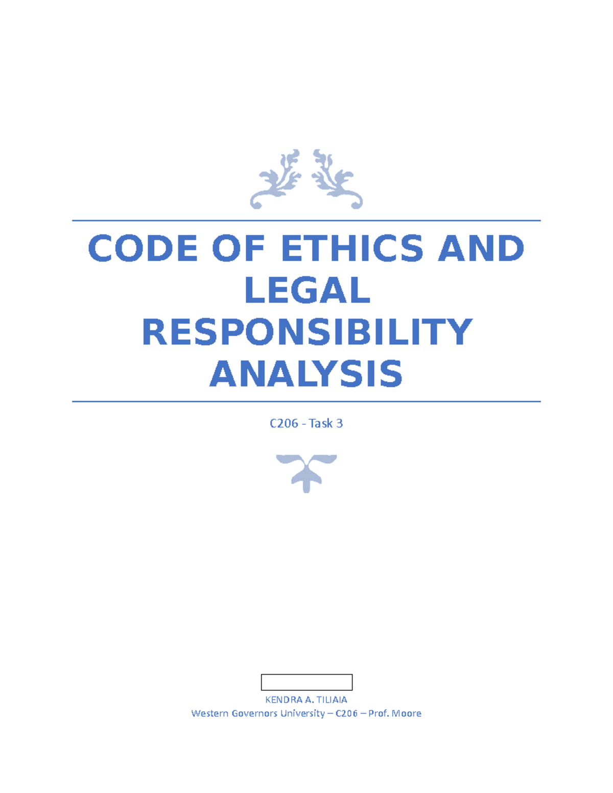 C206 task 3 Final - Grade: Pass - C206 / EHM1 - WGU - Studocu