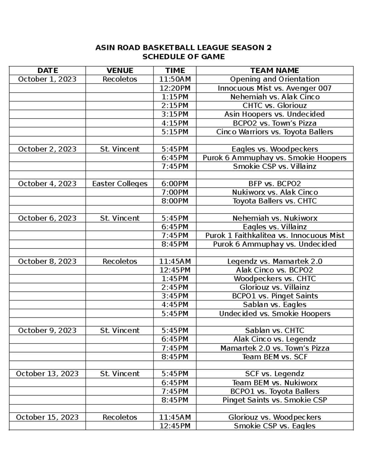 ASIN ROAD Basketball League Season 2 - ASIN ROAD BASKETBALL LEAGUE ...