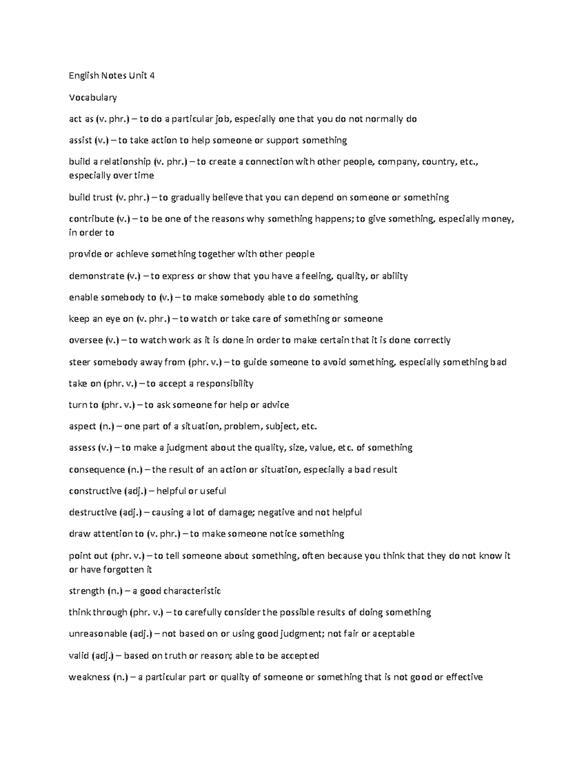 English Notes Unit 4 - hola esto es unas notas de ingles que hice ...