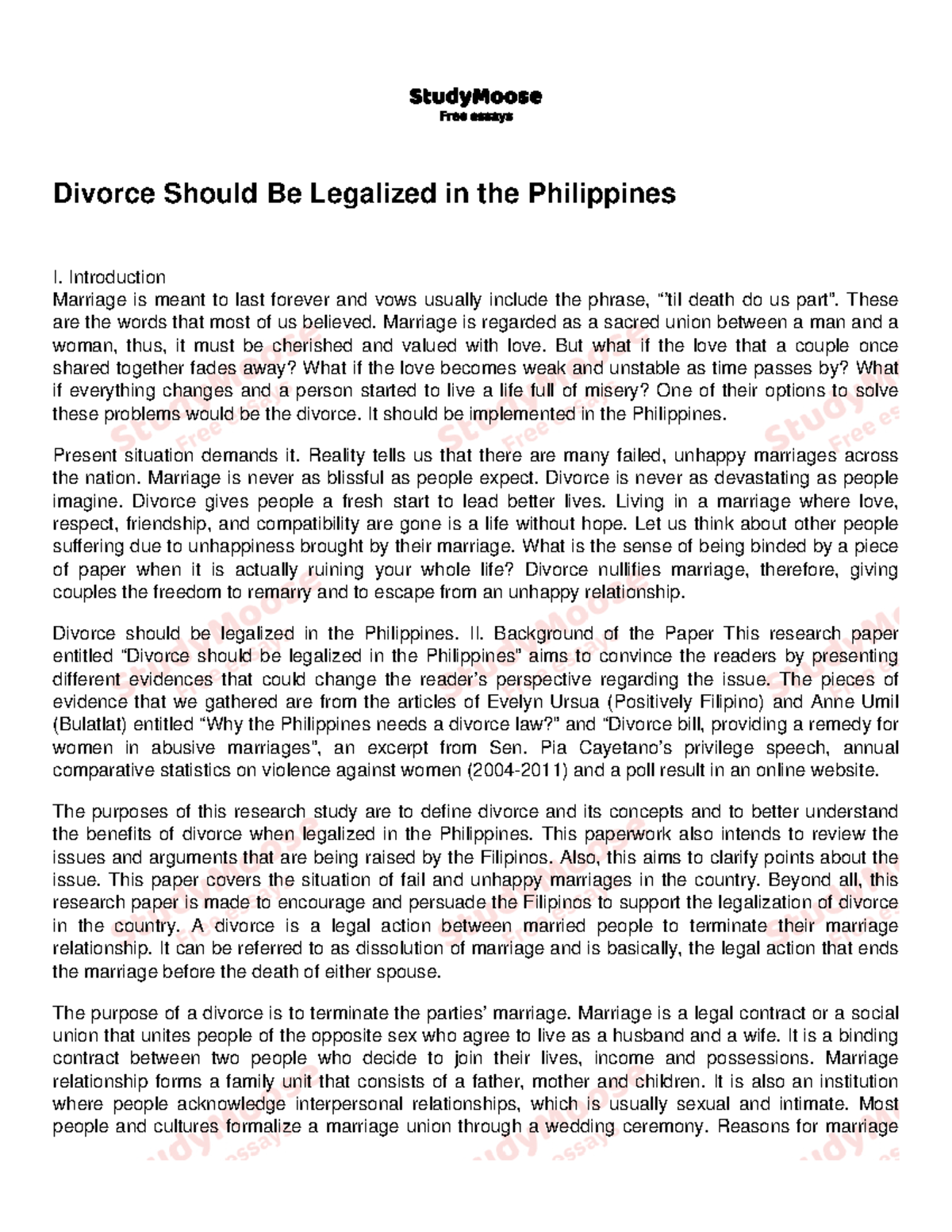 Divorce Should Be Legalized in the Philippines - Introduction Marriage ...